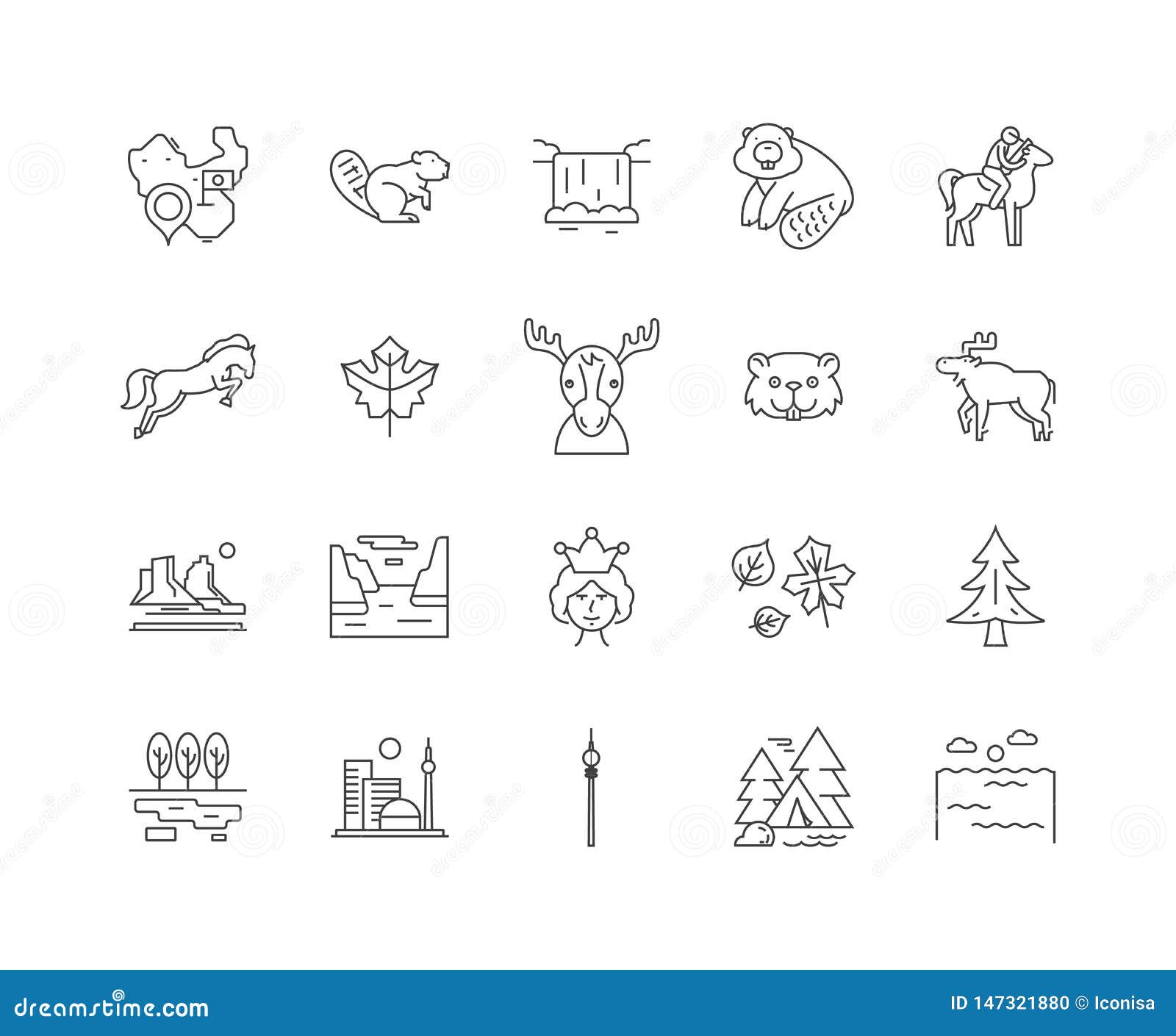 Canada Line Icons, Signs, Vector Set, Outline Illustration Concept ...