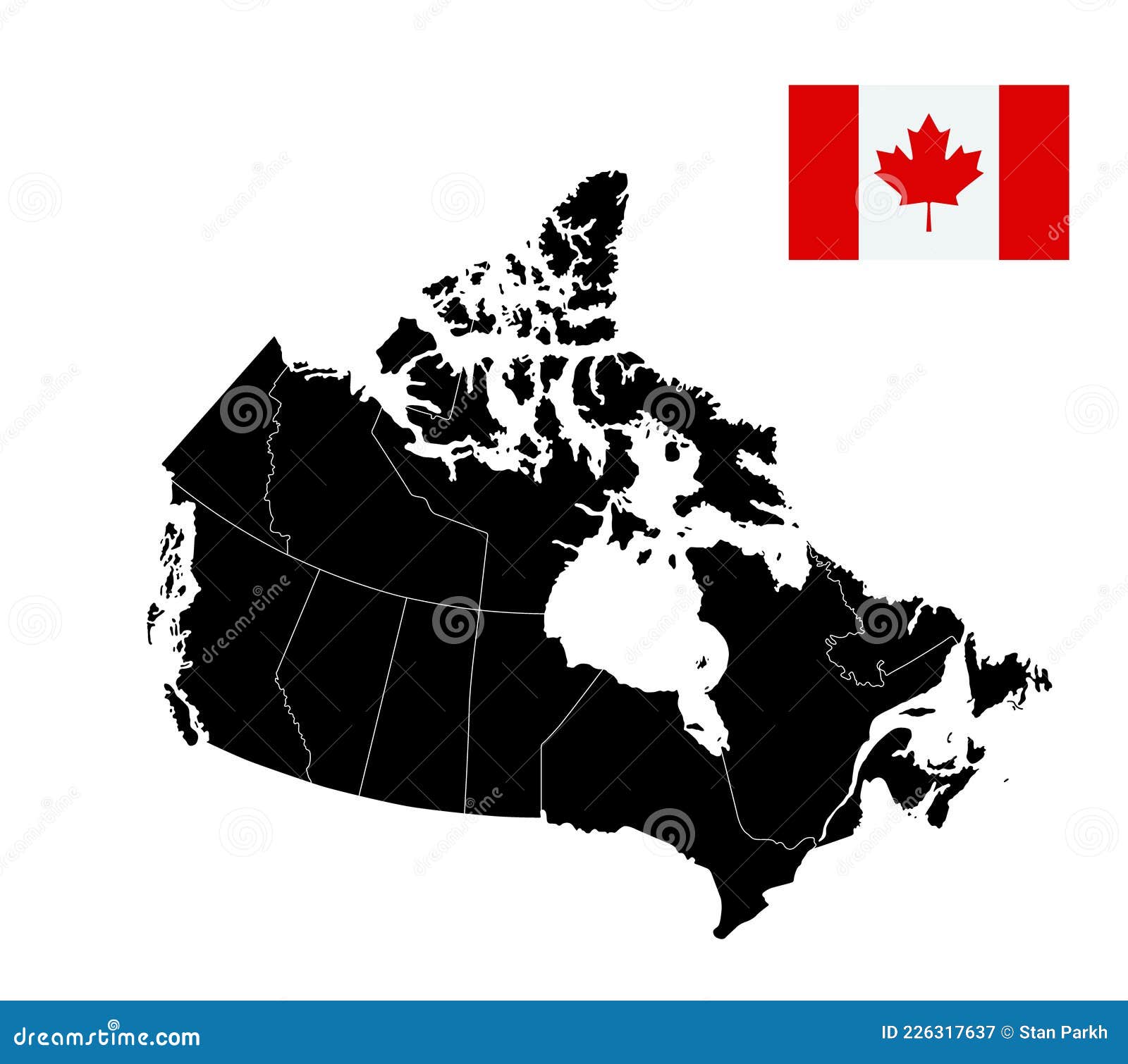 Canada map black color stock vector. Illustration of abstract - 226317637