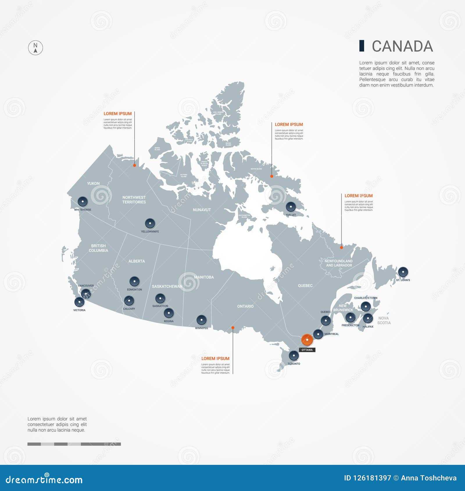 Canada Map With Infographic Elements. Infographics Layouts. Vector ...