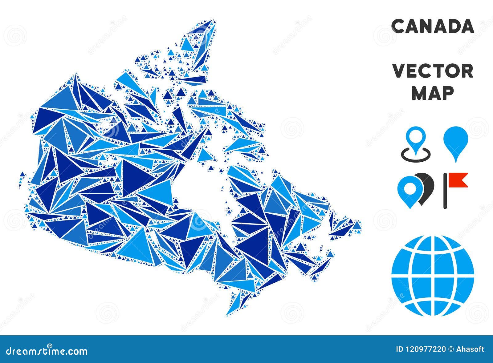 Blue Triangle Canada Map stock vector. Illustration of combination ...