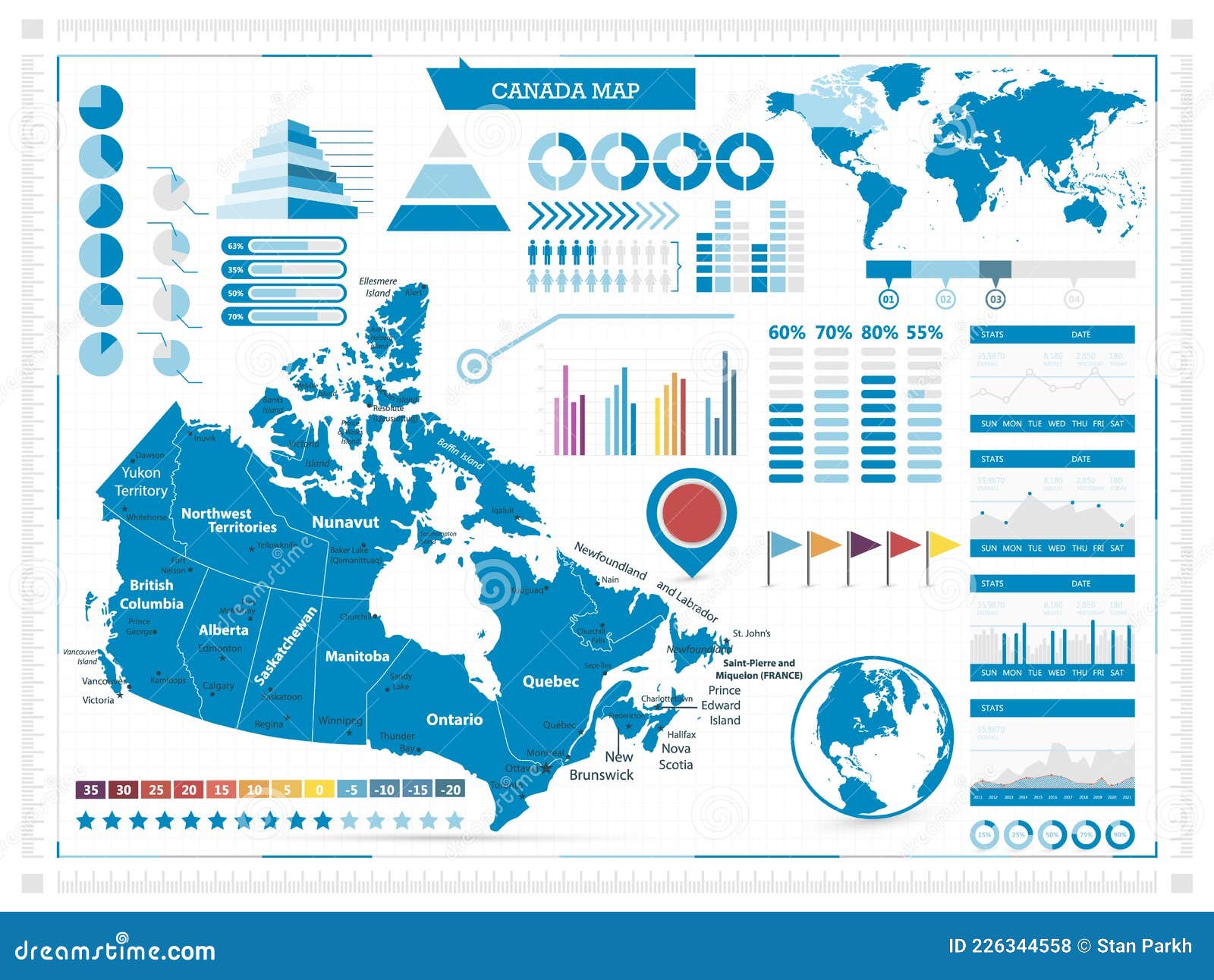 Canada Map - Detailed Info Graphic Stock Vector - Illustration of icons ...