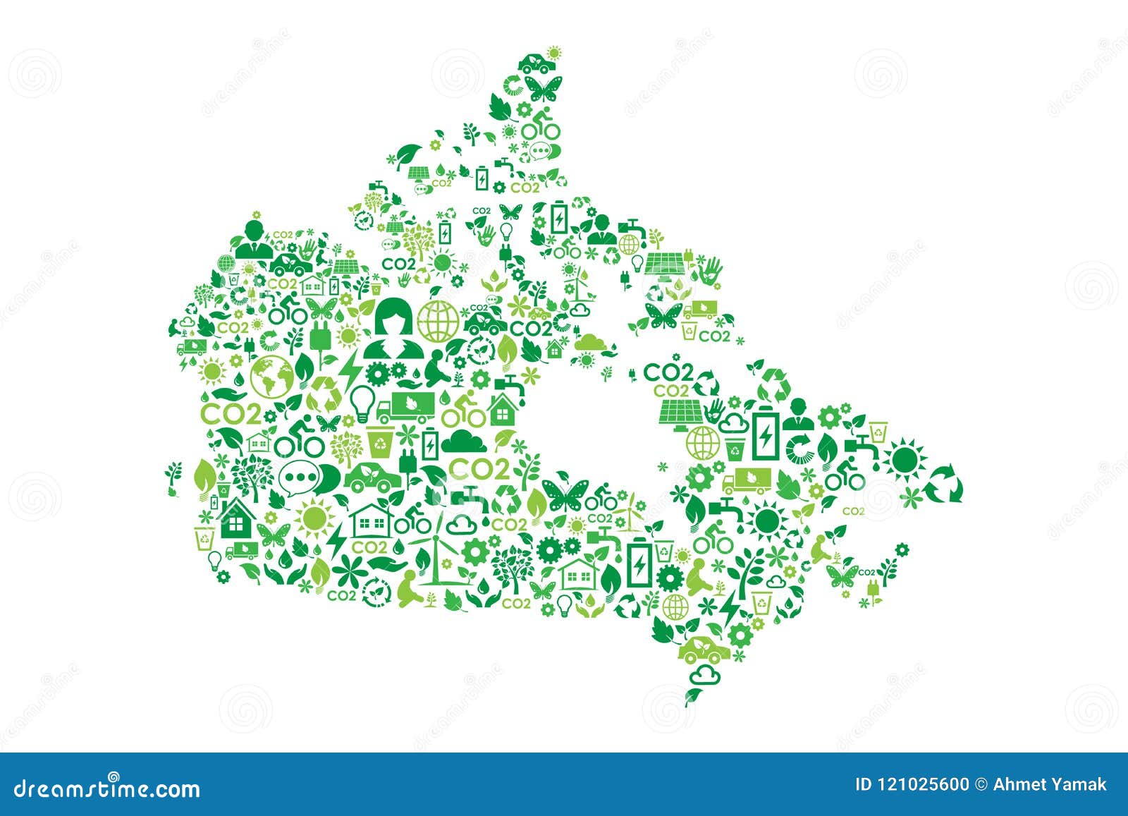 Canada Map Environmental Protection Green Concept Icons Stock Vector ...