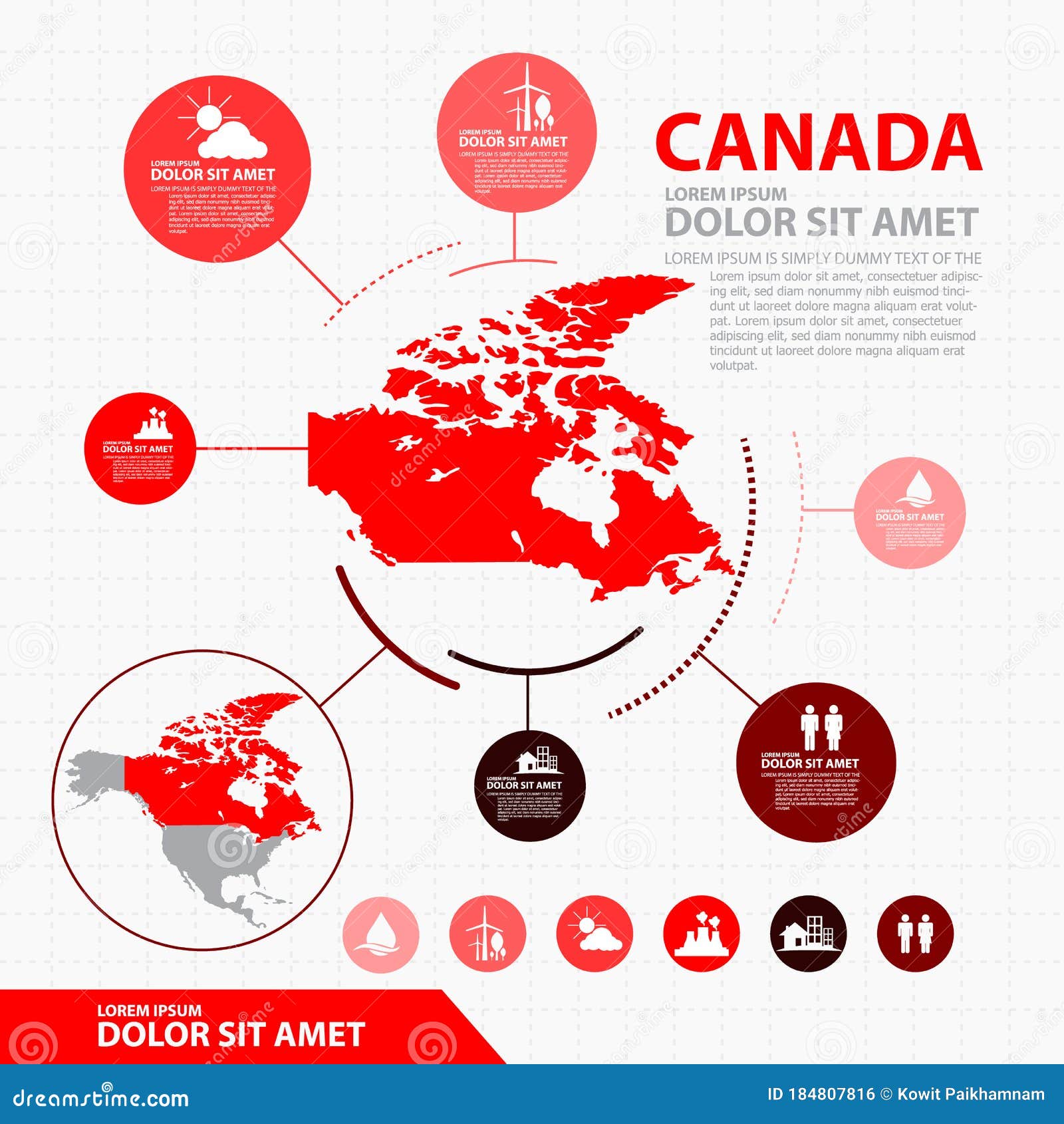 Canada Map and Flag - Highly Detailed Vector Infographic Illustration ...