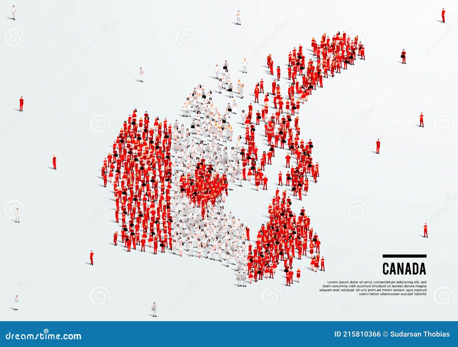 Canada Map and Flag. a Large Group of People in Canadian Flag Color ...