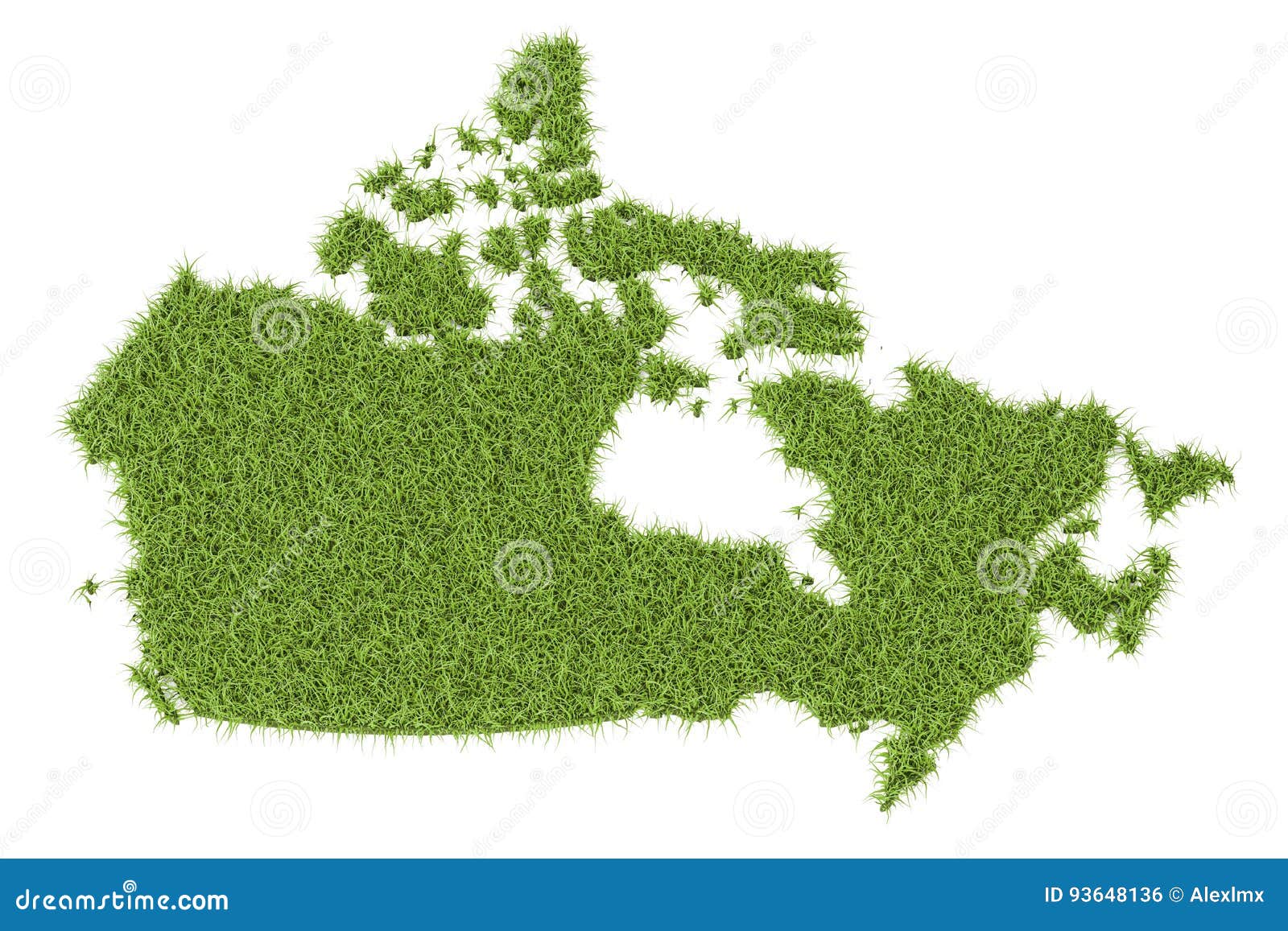 Canada Map From Green Grass, 3D Rendering Stock Illustration ...