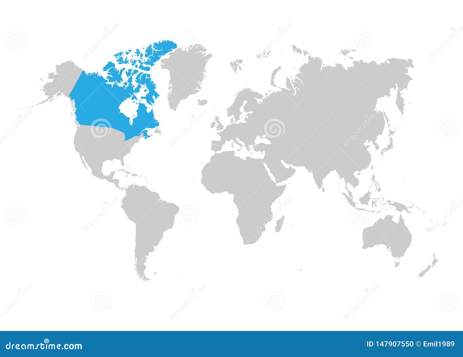 Canada Map is Highlighted in Blue on the World Map Stock Illustration ...