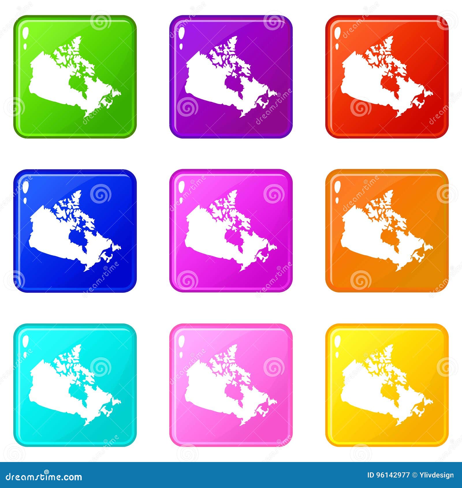 Canada map icons 9 set stock vector. Illustration of republic - 96142977