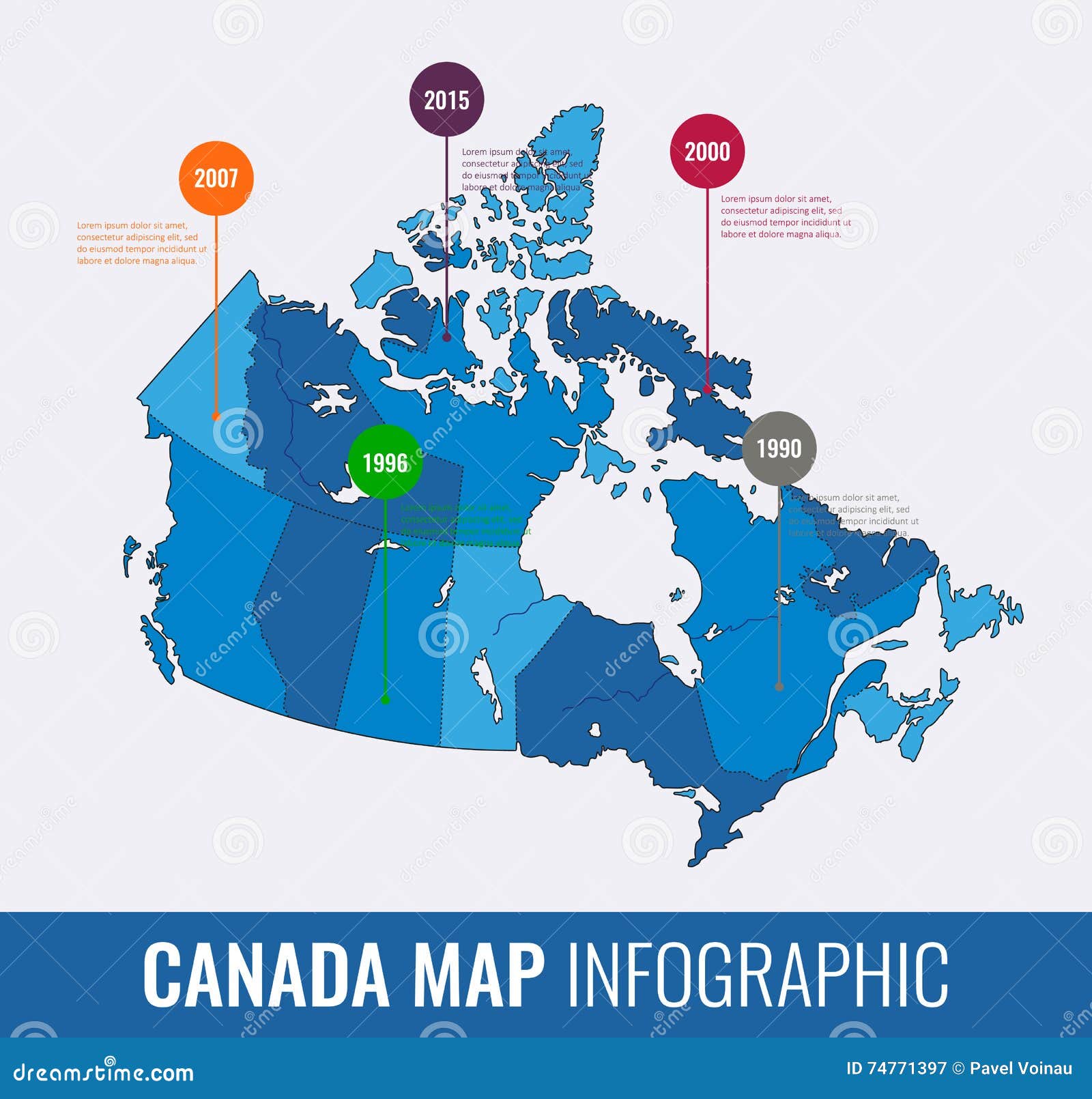 Canada Map Infographic Template. All Regions are Selectable Stock ...