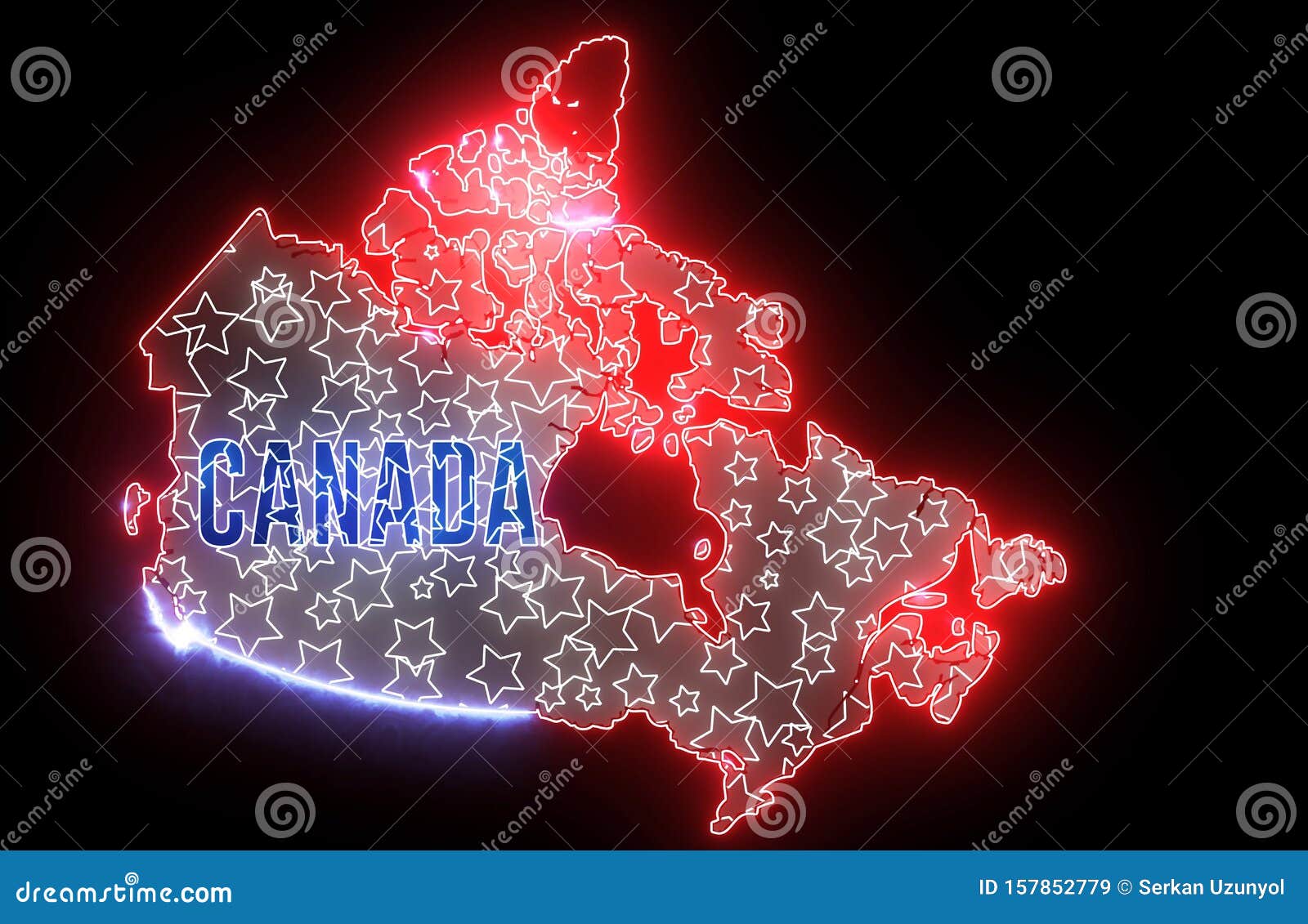 Canada Map with Neon Light. Creative Glow Animation, Canada Outline ...