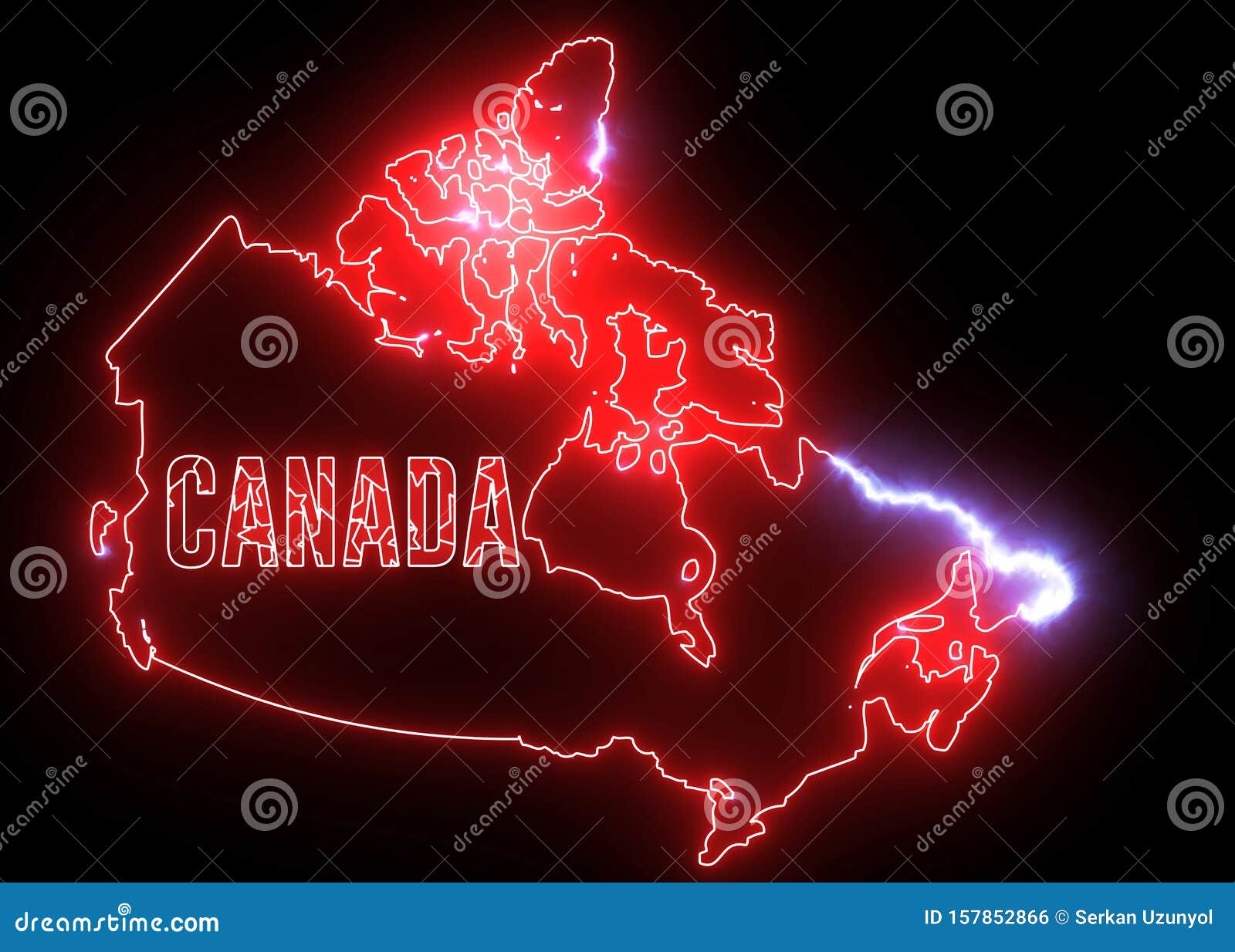 Canada Map with Neon Light. Creative Glow Animation, Canada Outline ...