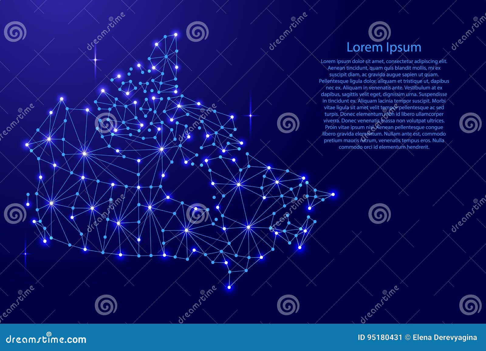 Canada Map of Polygonal Mosaic Lines Network, Rays, Space Stars of ...