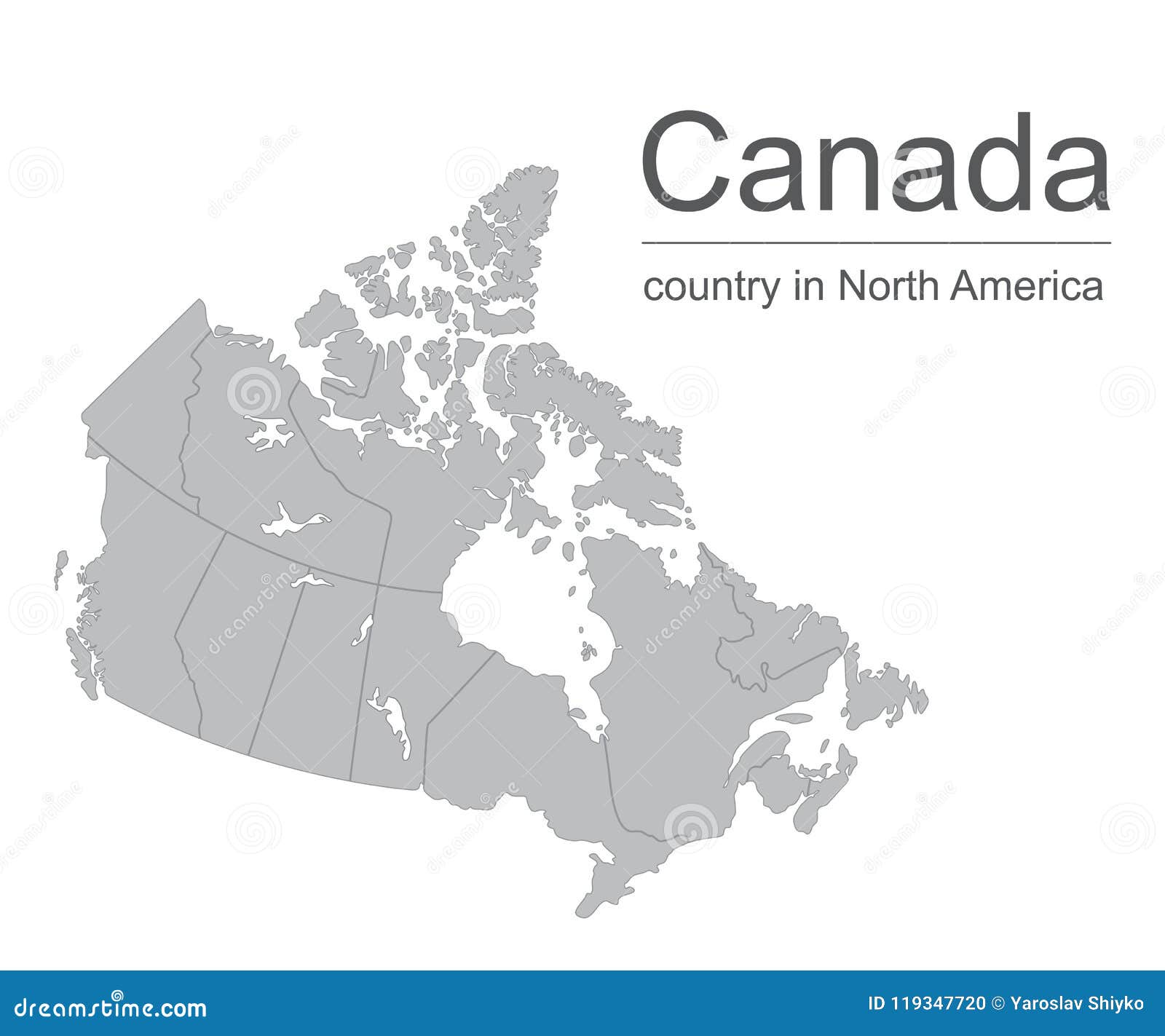 Canada Map Vector Outline Illustration With Provinces Or States Borders ...