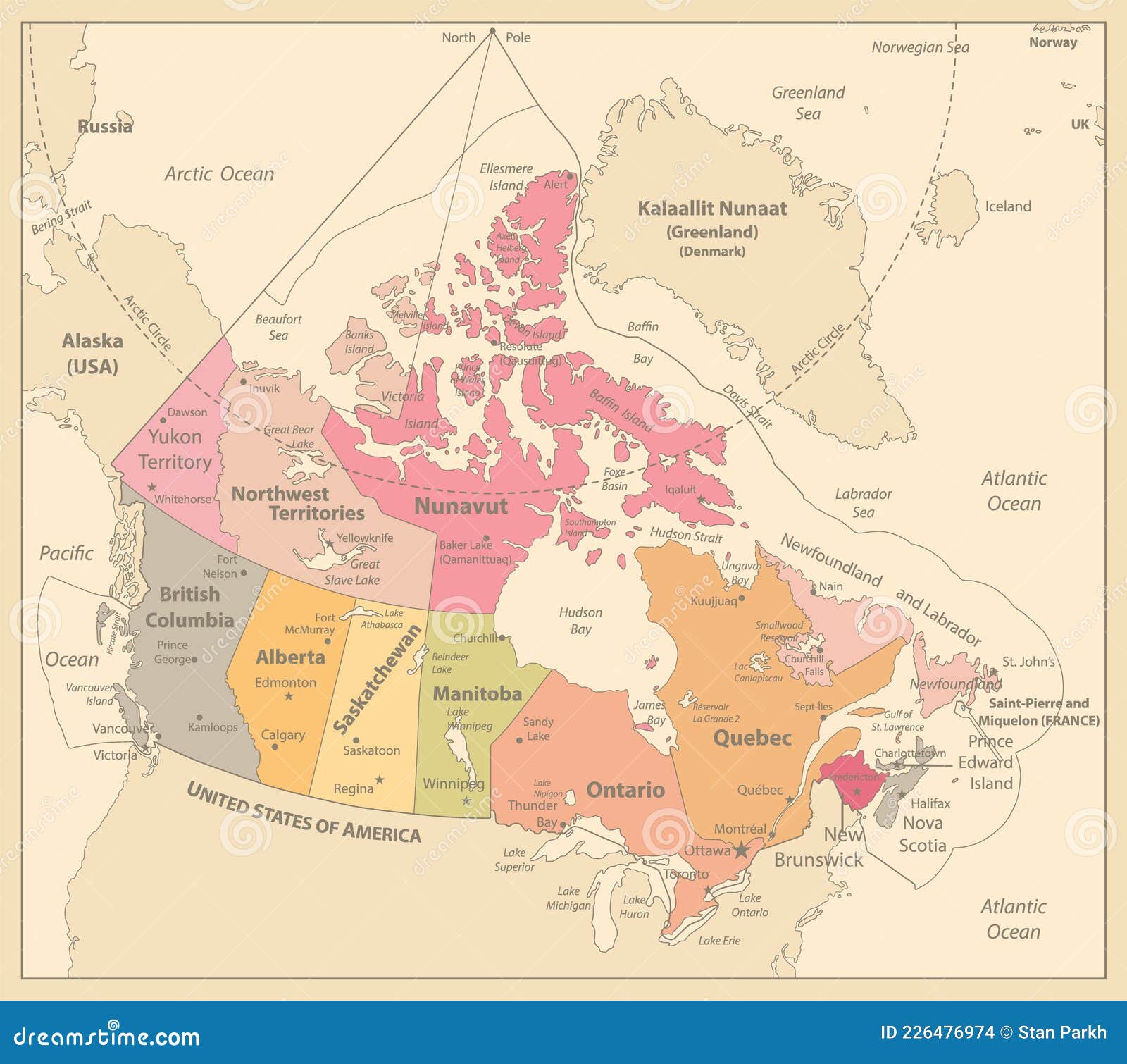 Canada Map Vintage Map stock vector. Illustration of black - 226476974