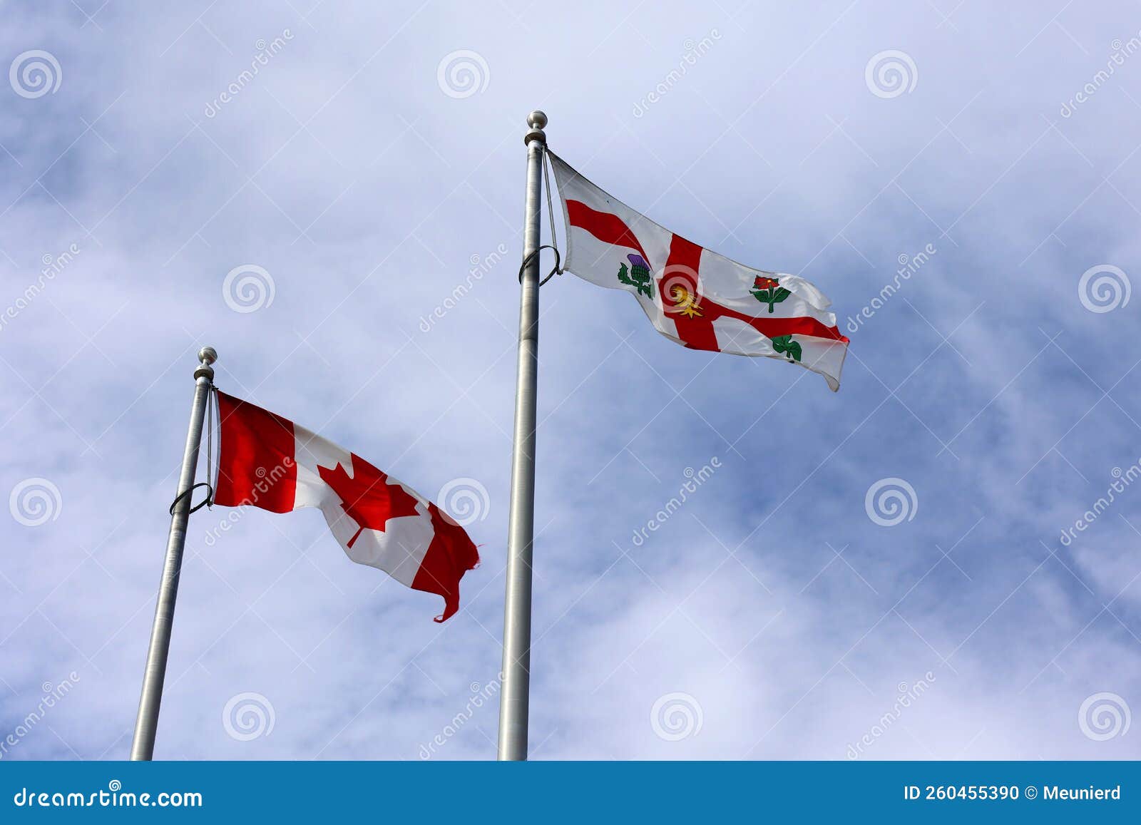 Anada and Montreal Flags Waving Stock Photo - Image of drapeaux, blow ...