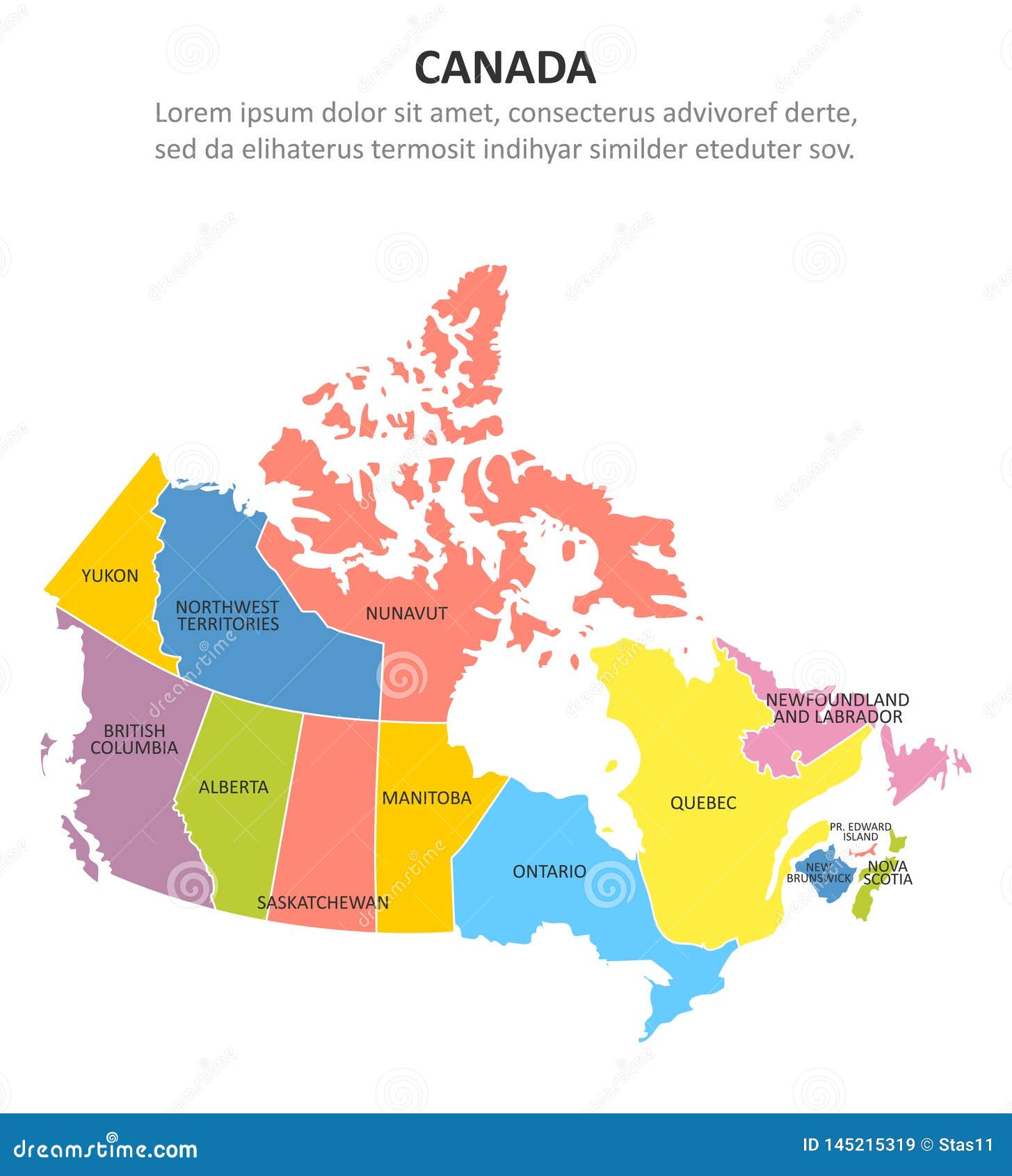 Canada Multicolored Map with Regions. Vector Illustration Stock Vector ...