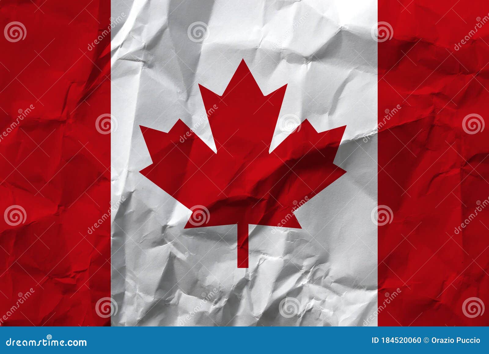 Canada National Flag on Crumpled Paper Stock Photo - Image of european ...