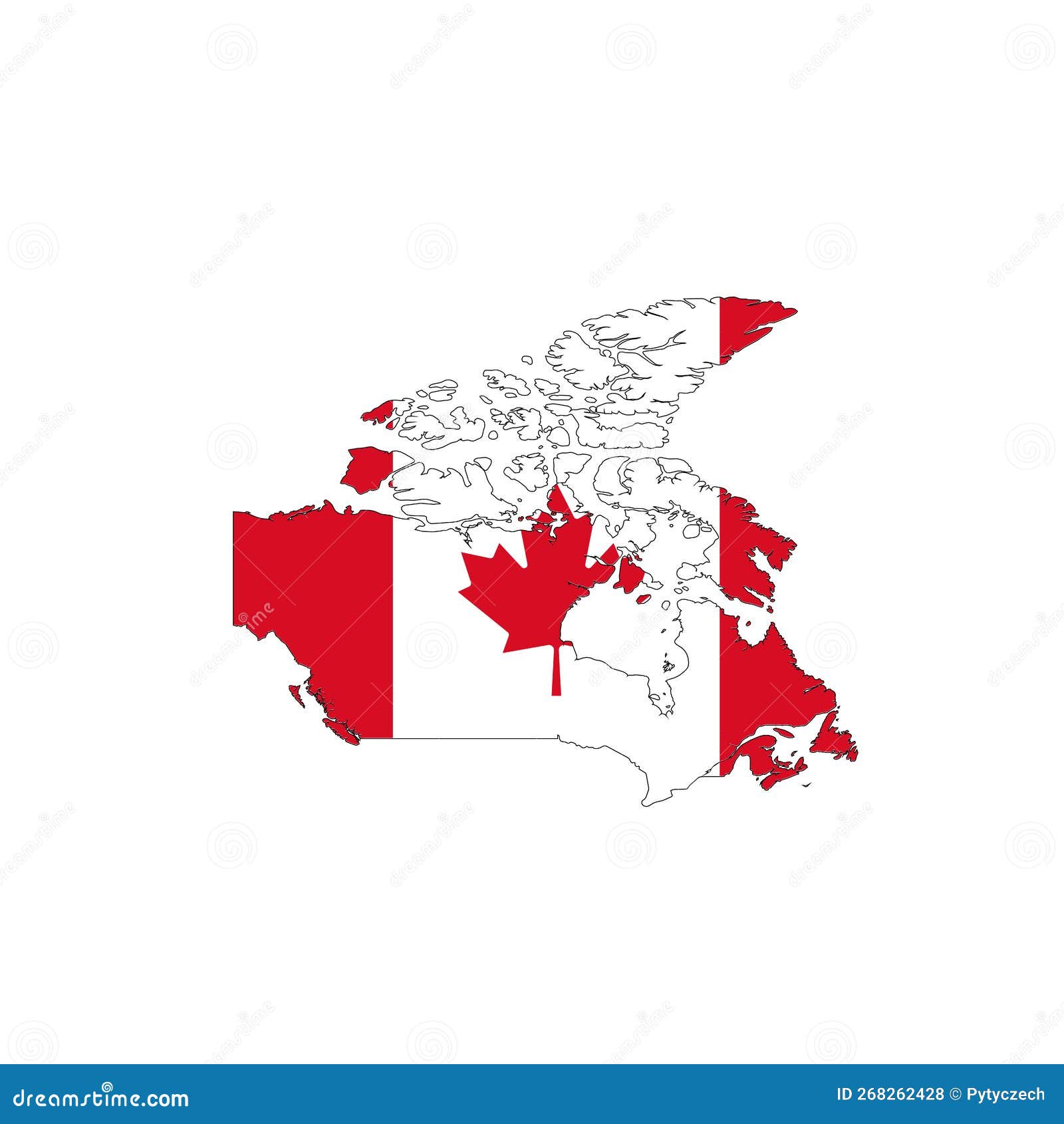Canada National Flag in a Shape of Country Map Stock Vector ...