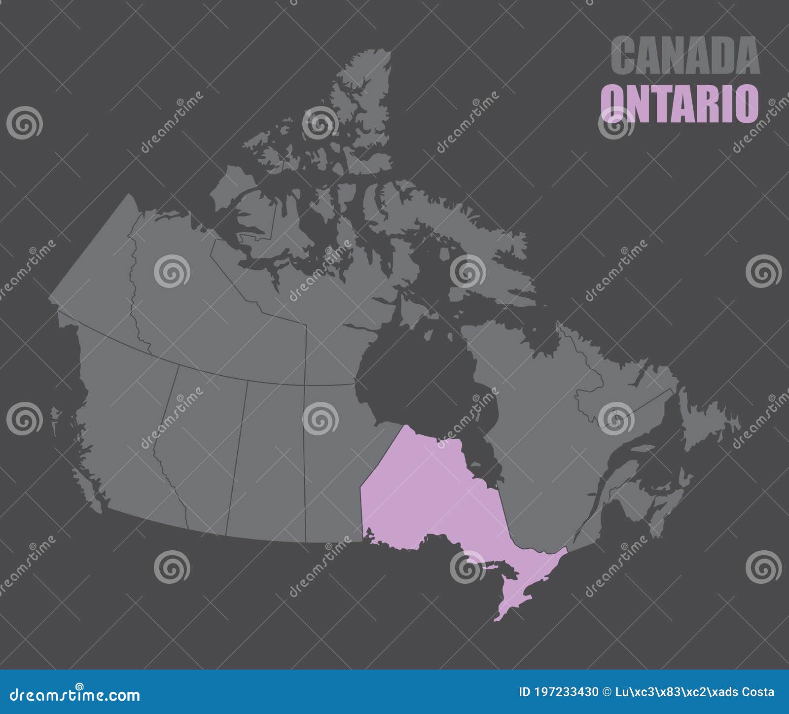 Ontario Map Is Highlighted On The Canada Map With Detailed State And ...