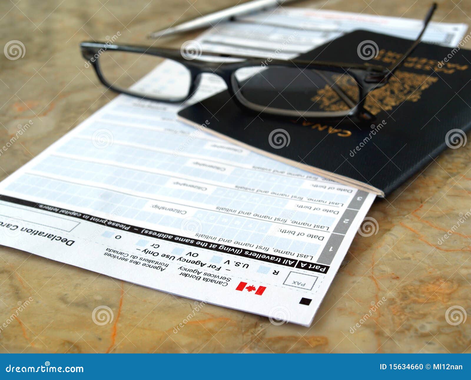 Canada Passport on Declaration Card Stock Photo - Image of declaration ...