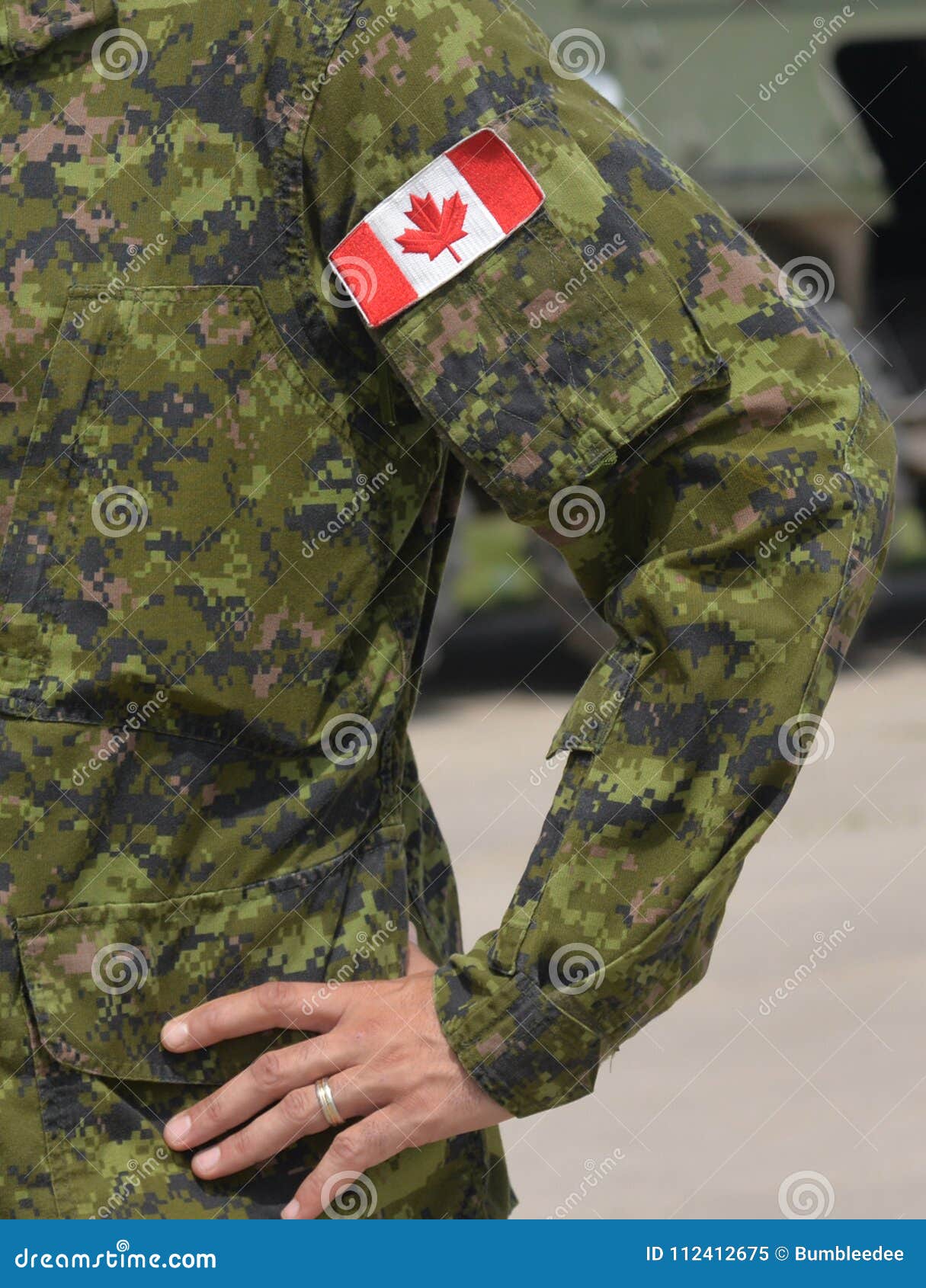 Canada Patch Flag on Soldiers Arm Stock Image - Image of armed ...