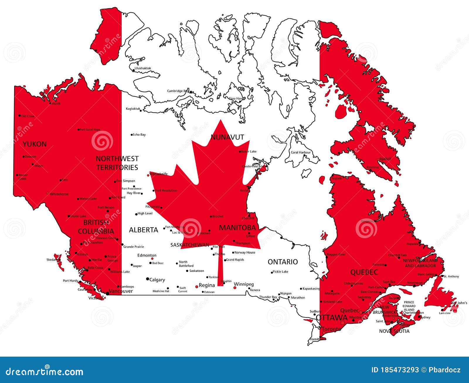 Canada Highly Detailed Political Map with National Flag Isolated on ...
