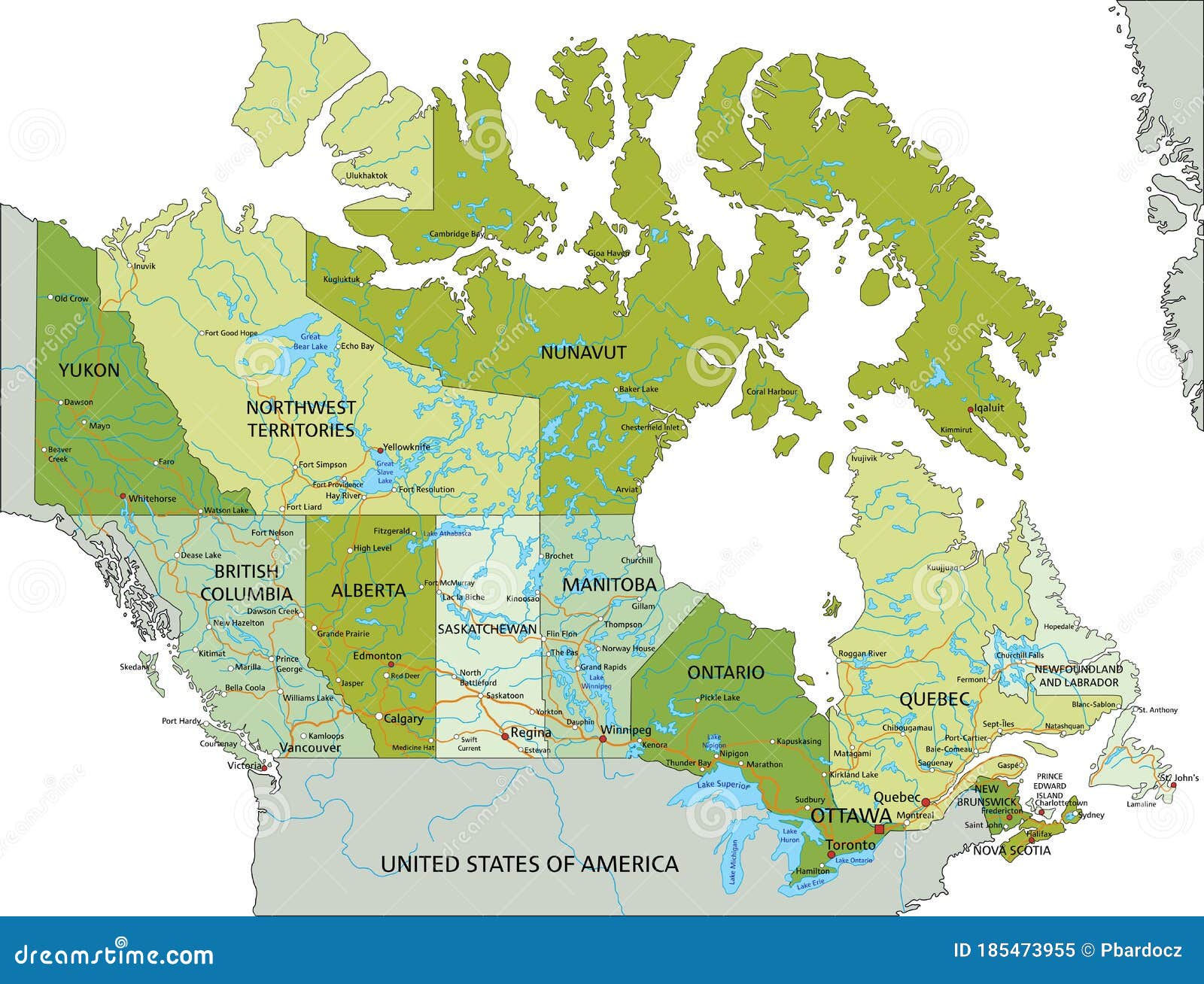 Highly Detailed Editable Political Map with Separated Layers. Canada ...