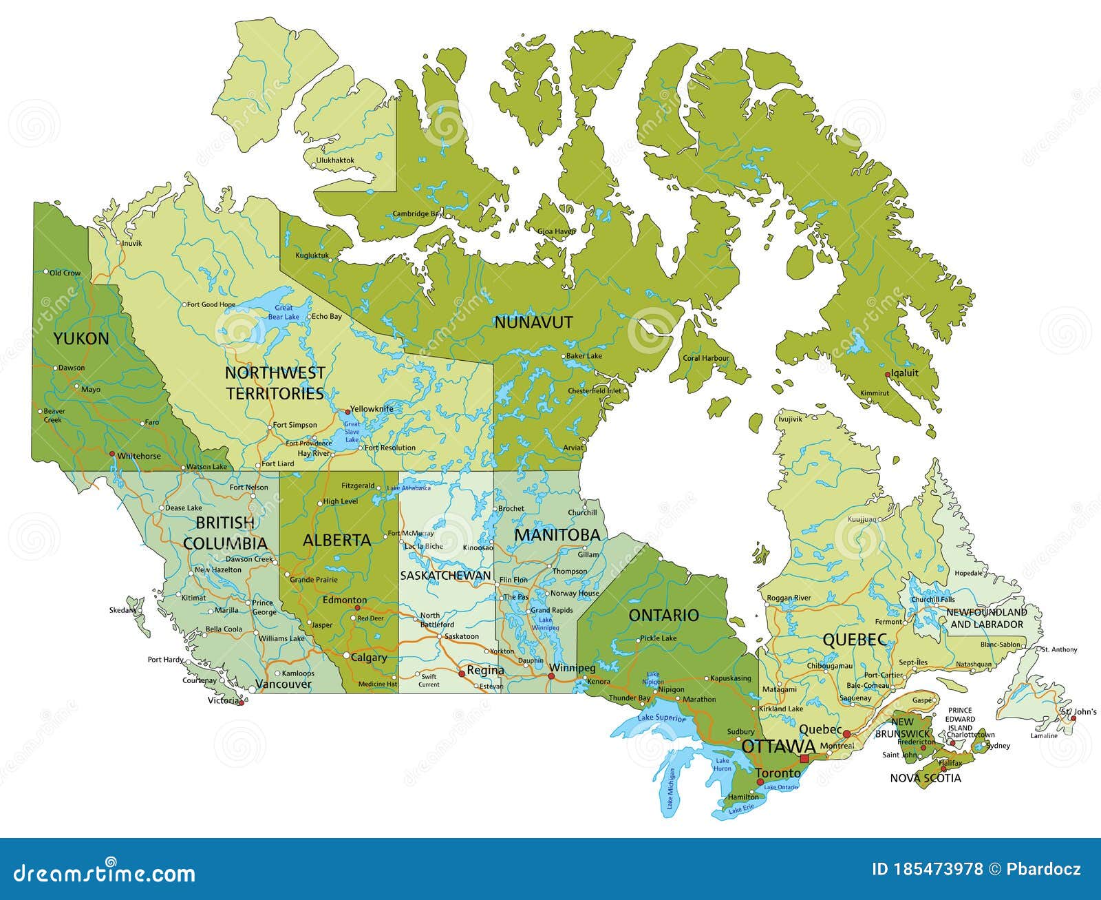 Highly Detailed Editable Political Map with Separated Layers. Canada ...