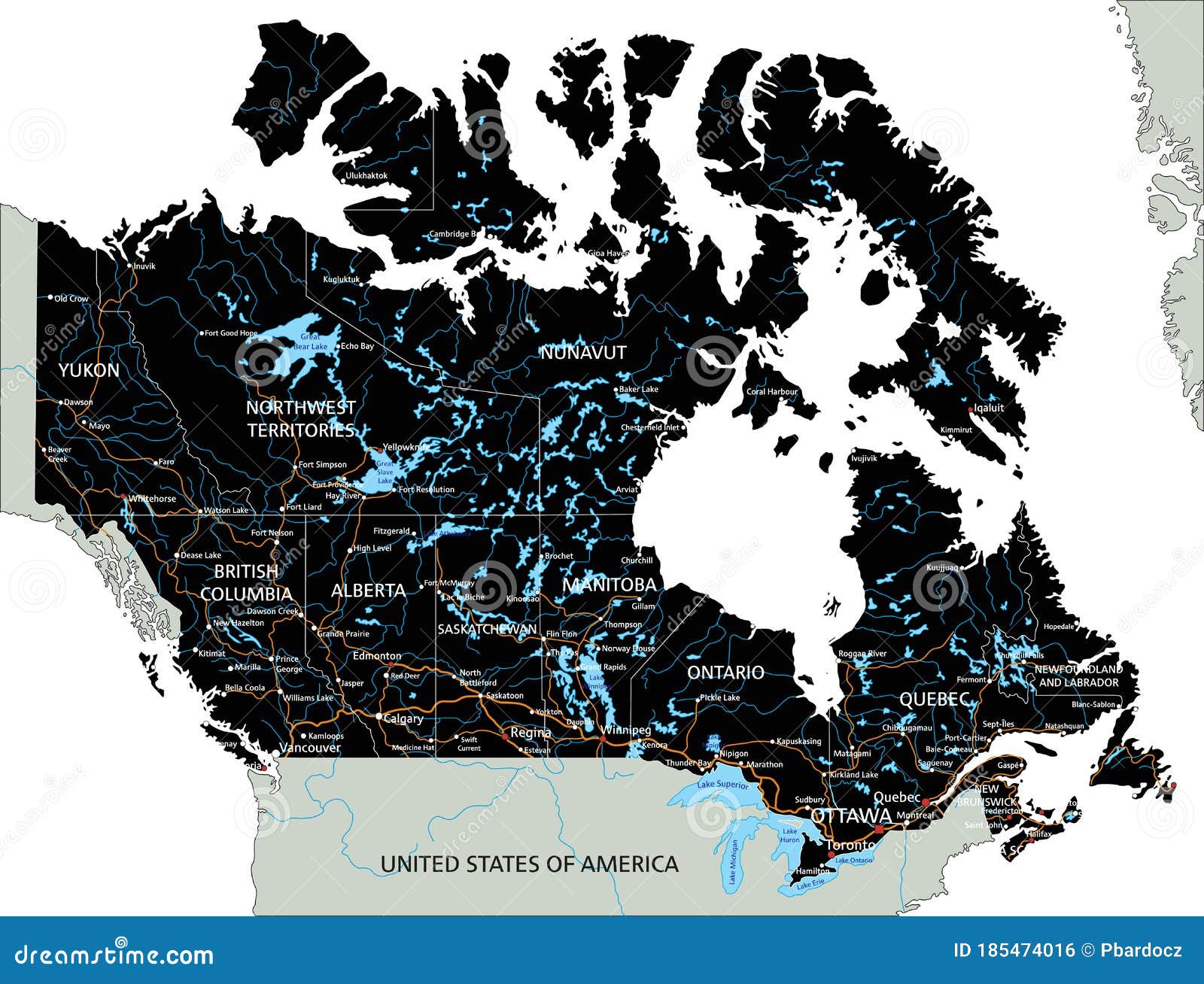High Detailed Canada Road Map with Labeling. Stock Vector ...