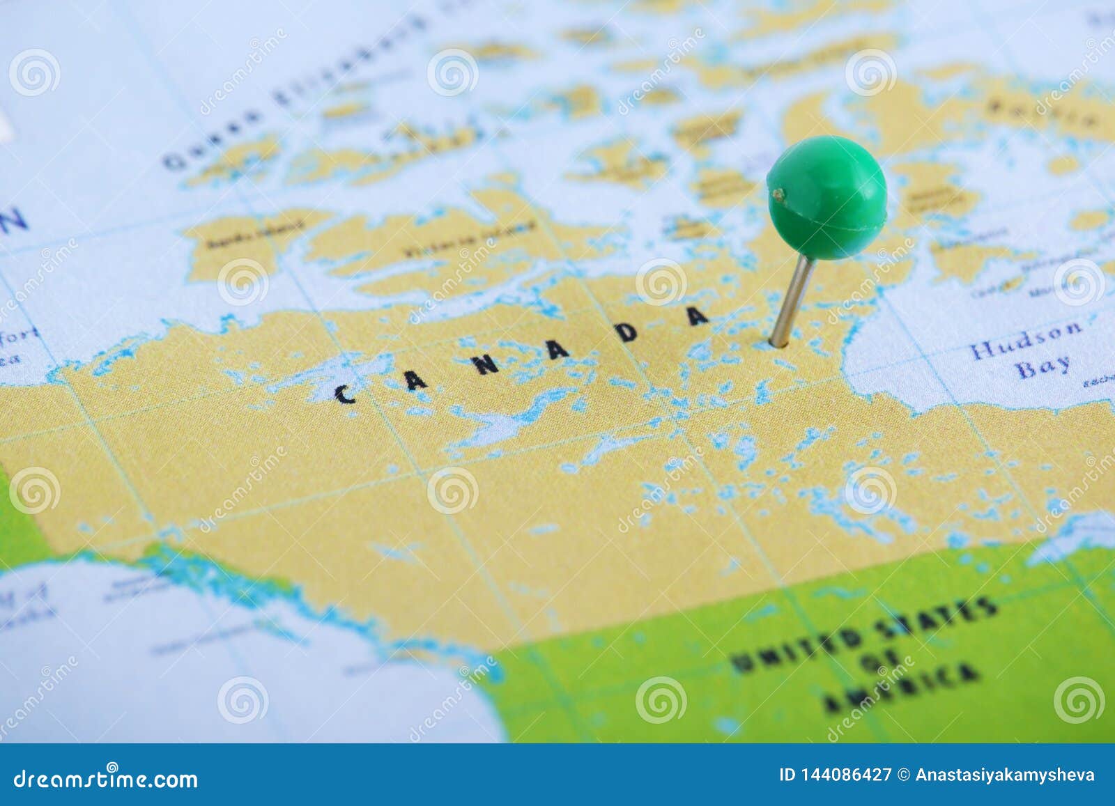 Canada pinned at the map stock image. Image of city - 144086427