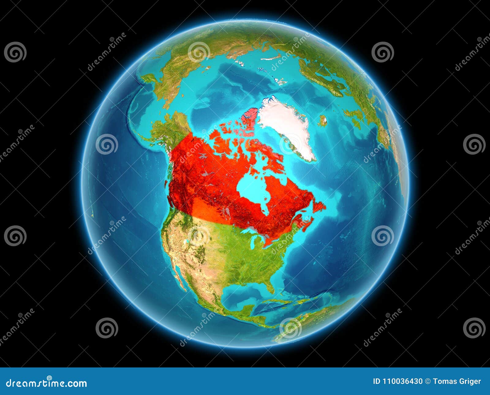 Canada on planet Earth stock illustration. Illustration of sphere ...