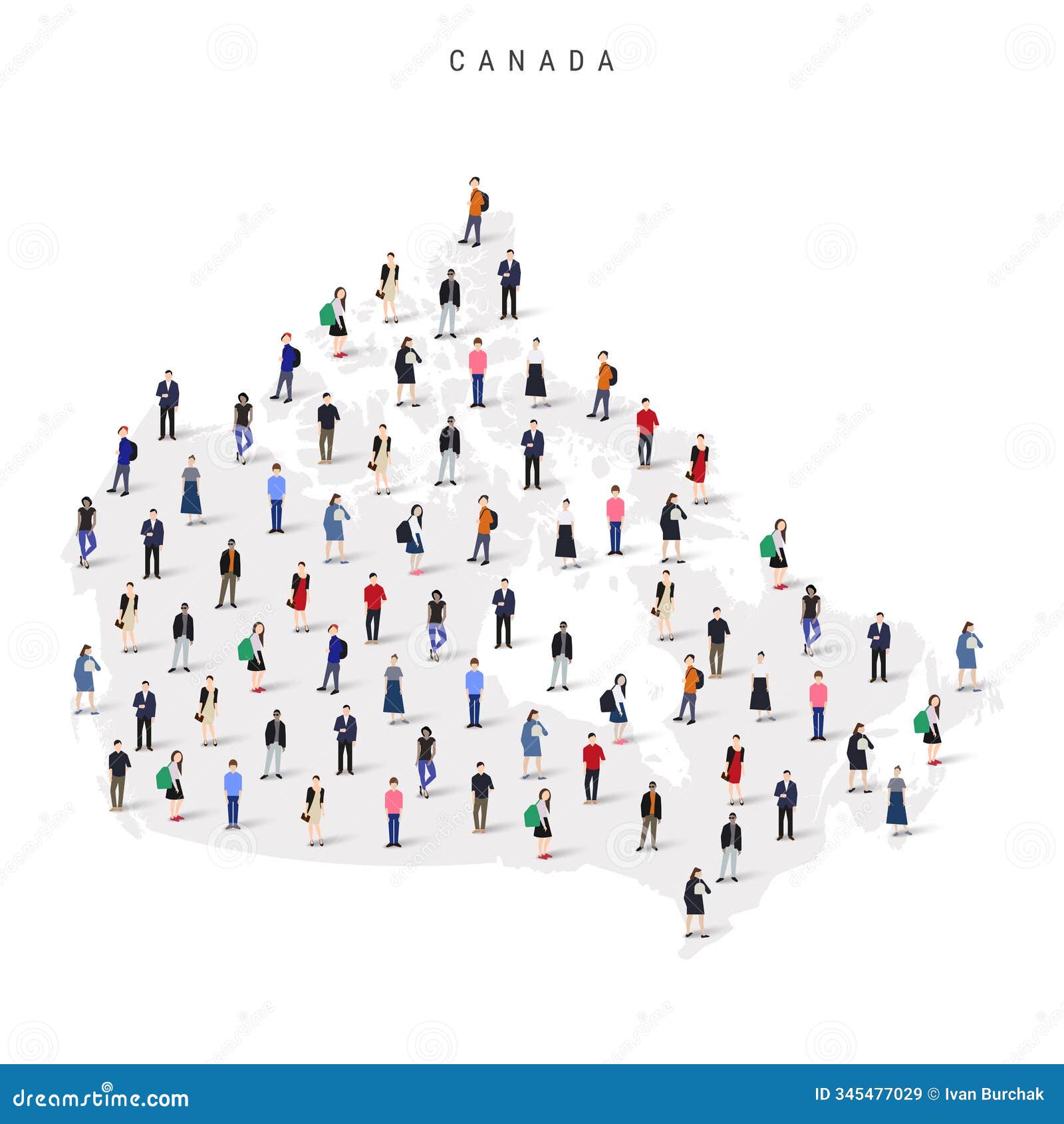 Canada Population Map. Large Group of People in a Shape of Canadian Map ...