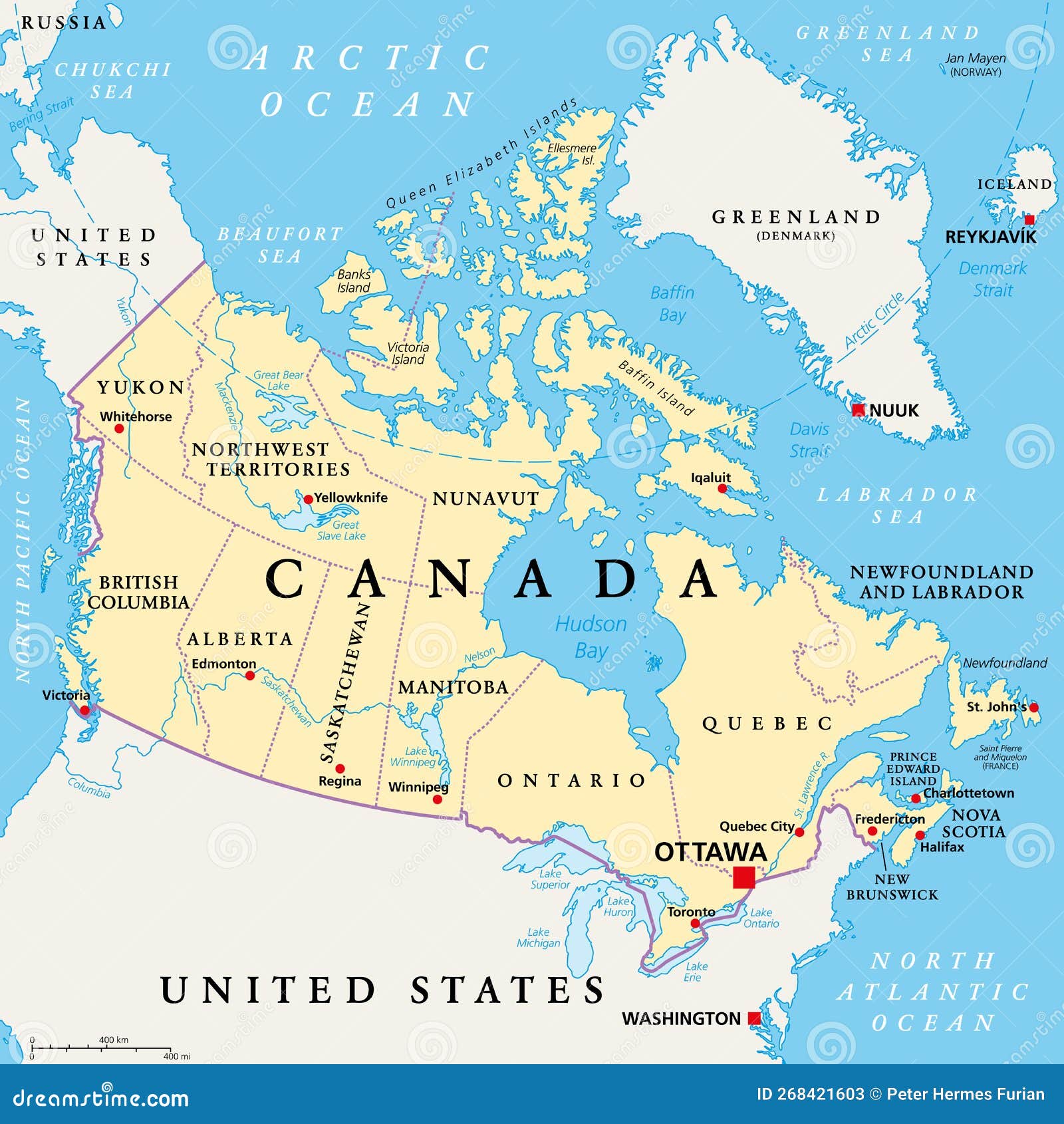 Canada, Administrative Divisions, Provinces and Territories, Political ...
