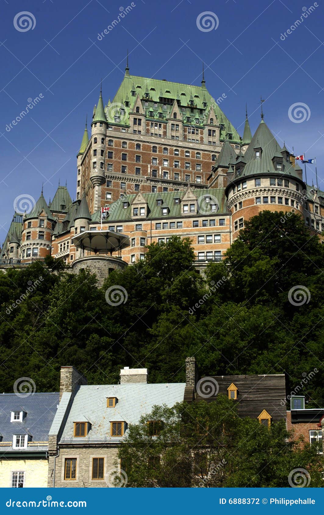 Canada, Quebec, Frontenac Castle Stock Photo - Image of holidays, green ...