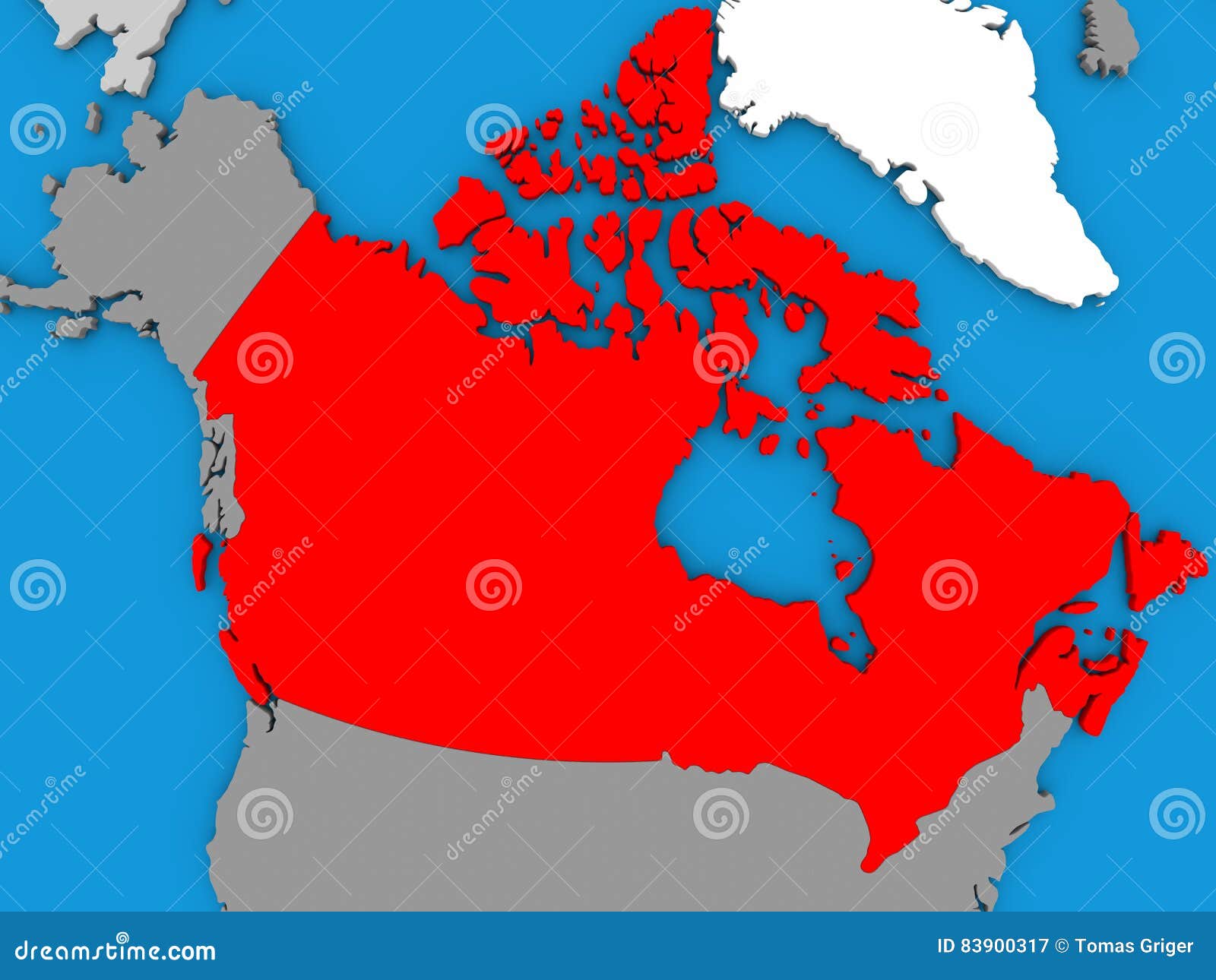 Canada in red on globe stock illustration. Illustration of region ...