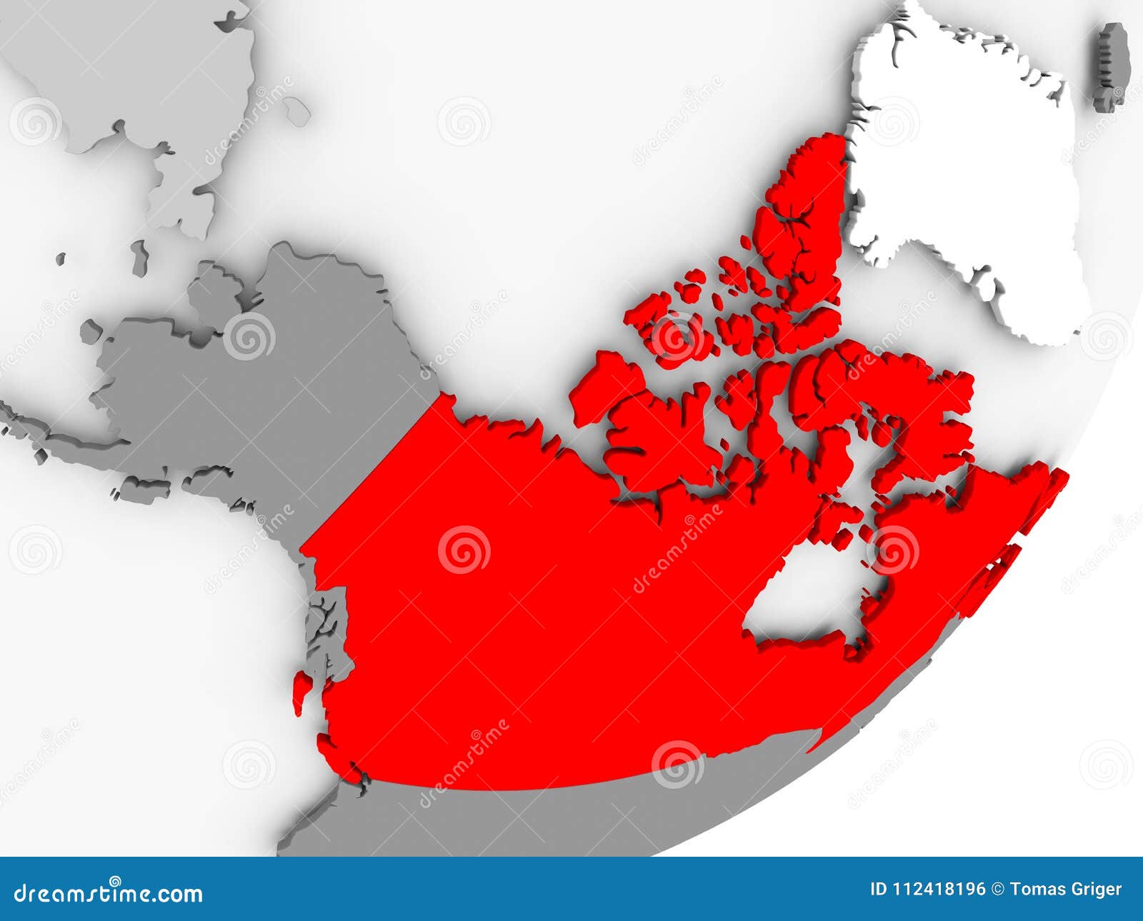Canada in red on grey map stock illustration. Illustration of america ...