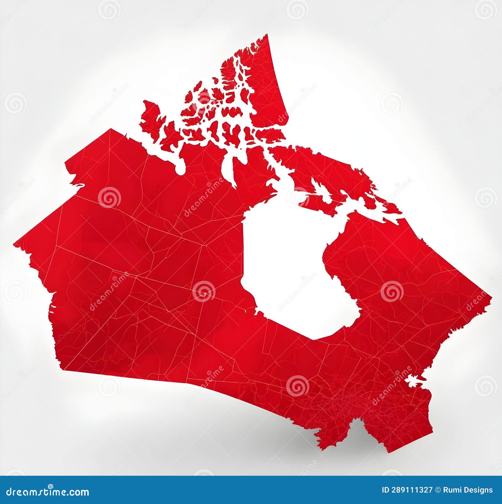 Canada red polygon map stock illustration. Illustration of font - 289111327