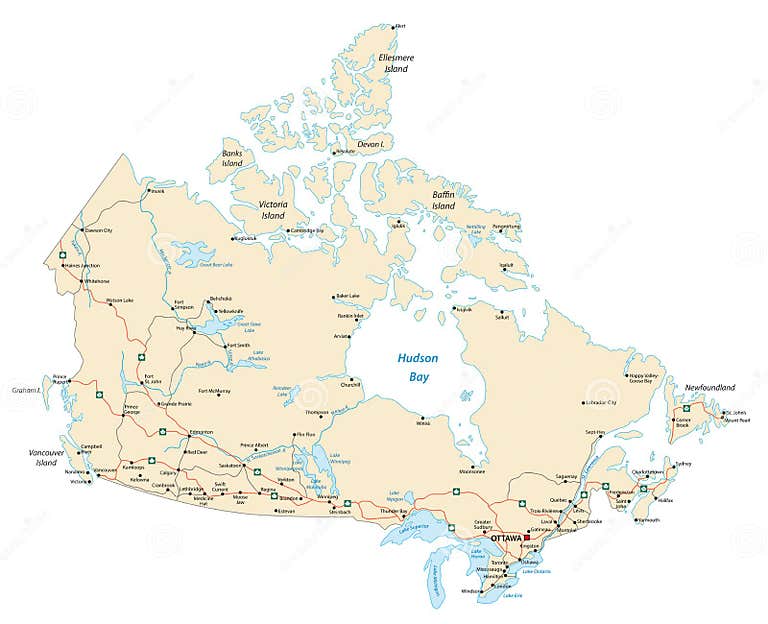 Canada road map stock illustration. Illustration of capital - 47488017