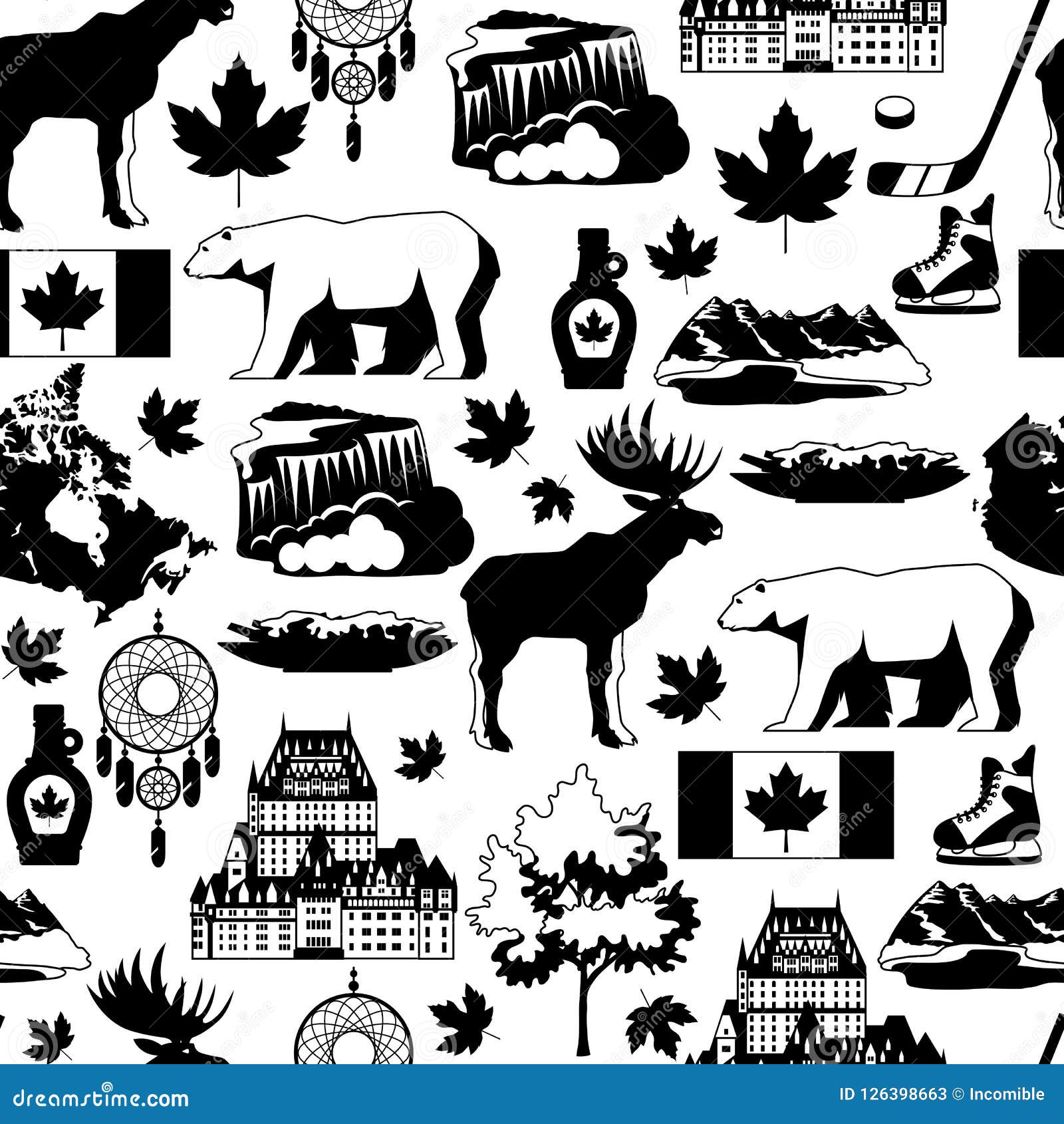Canada seamless pattern. stock vector. Illustration of mountains ...