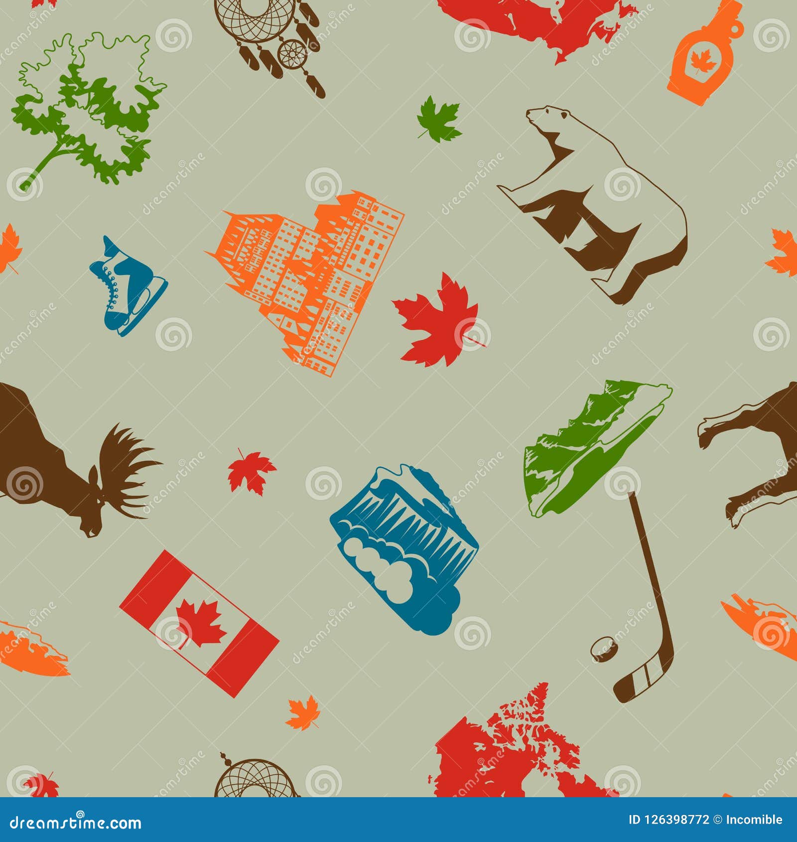 Canada seamless pattern. stock vector. Illustration of country - 126398772