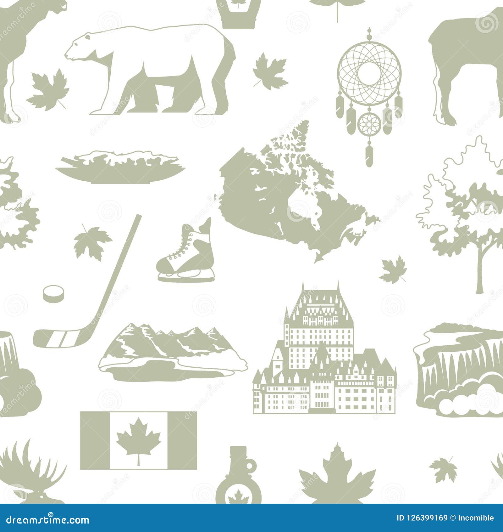 Canada seamless pattern. stock vector. Illustration of architecture ...