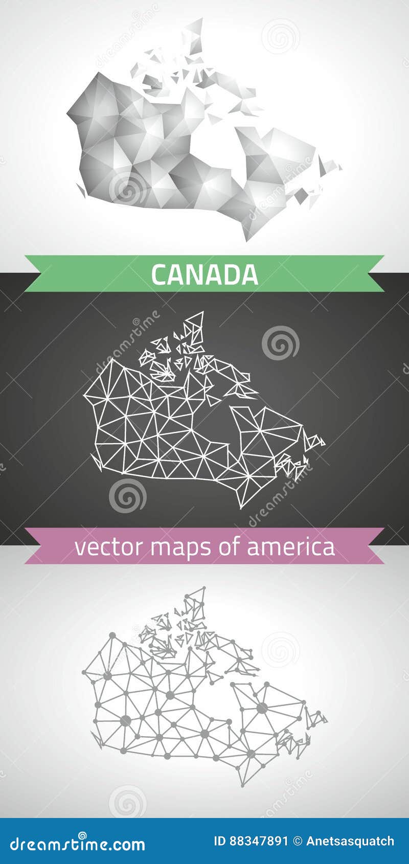 Canada Set of Grey and Silver Mosaic 3d Polygonal Maps Stock Vector ...