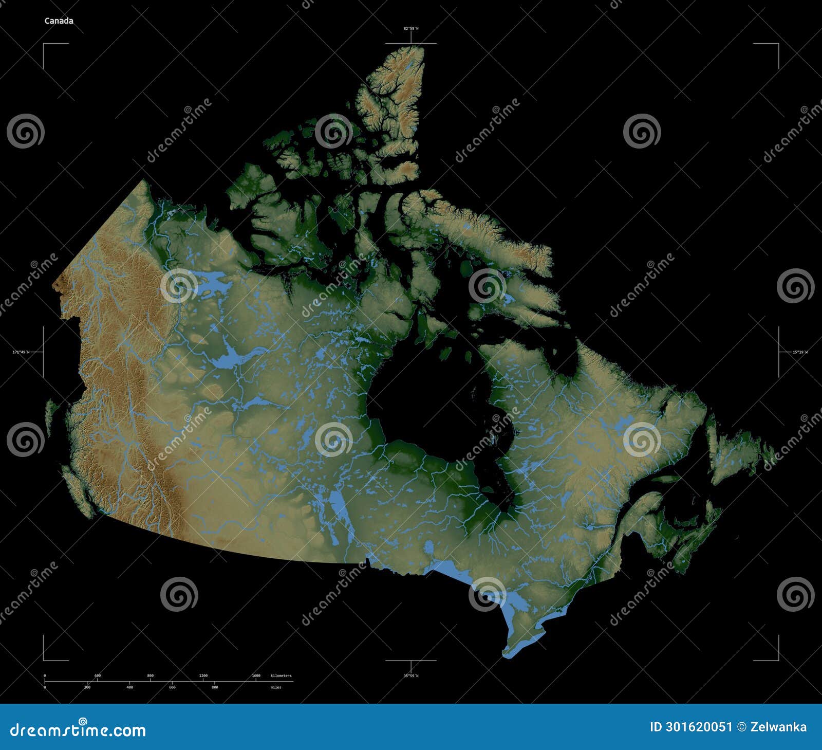 Canada Shape on Black. Physical Stock Illustration - Illustration of ...