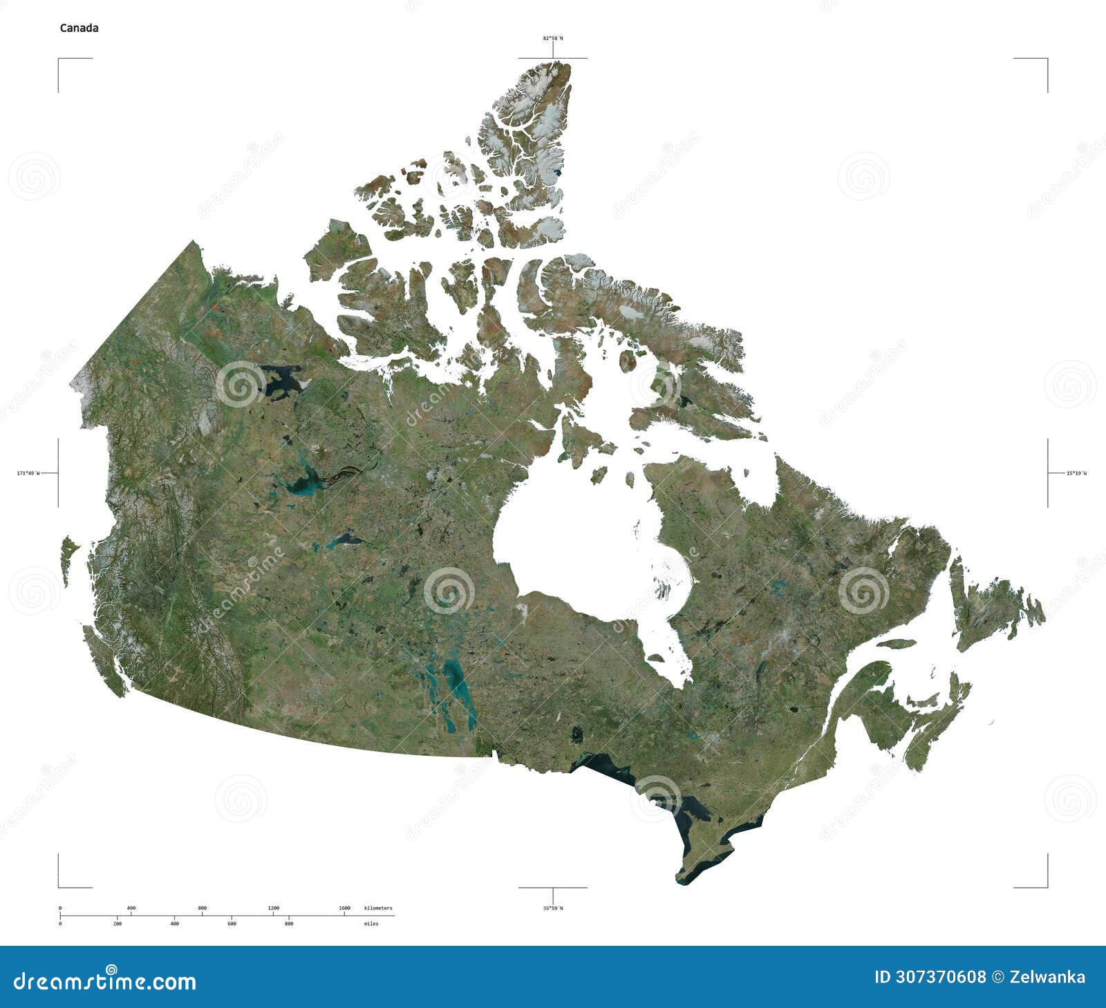 Canada Shape on White. High-res Satellite Stock Illustration ...