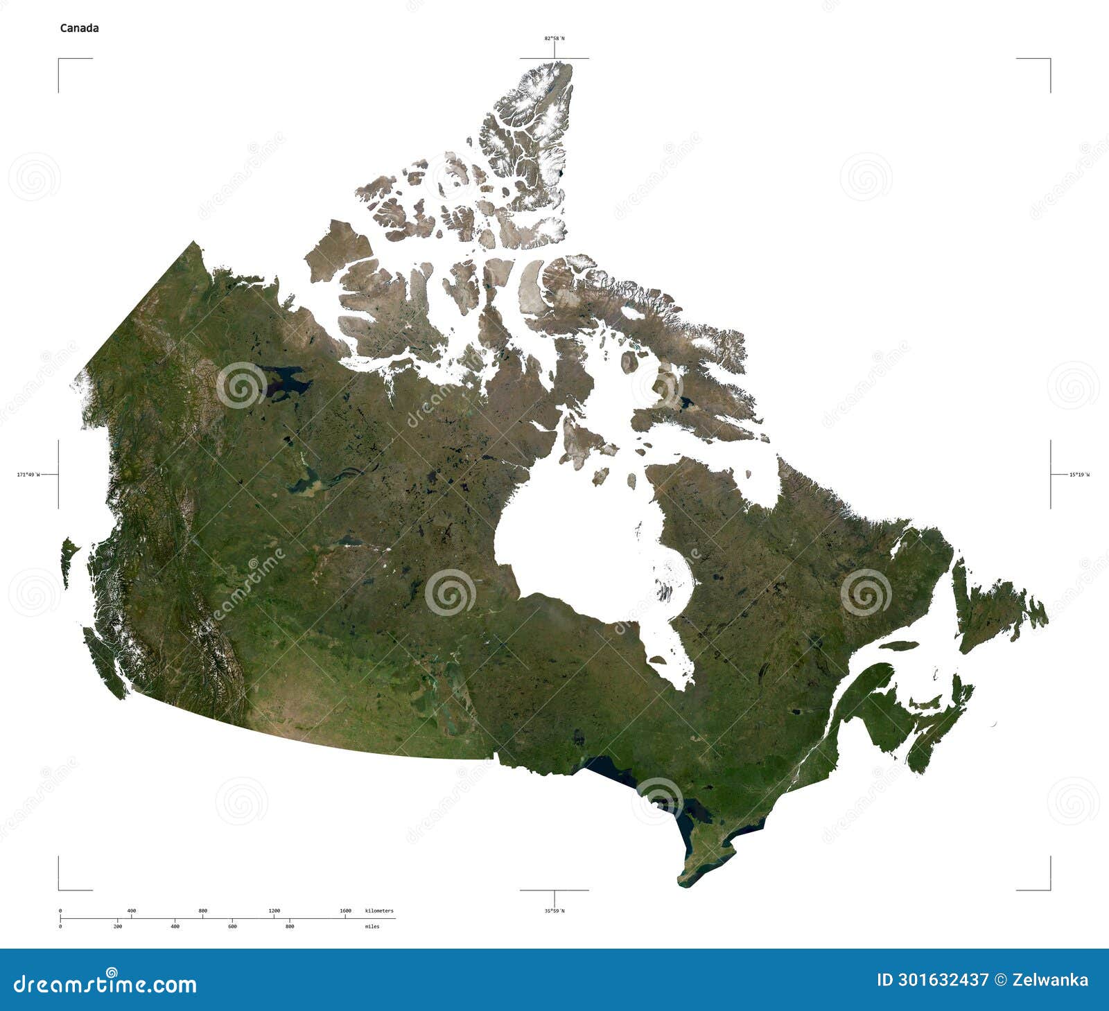 Canada Shape on White. Low-res Satellite Stock Illustration ...
