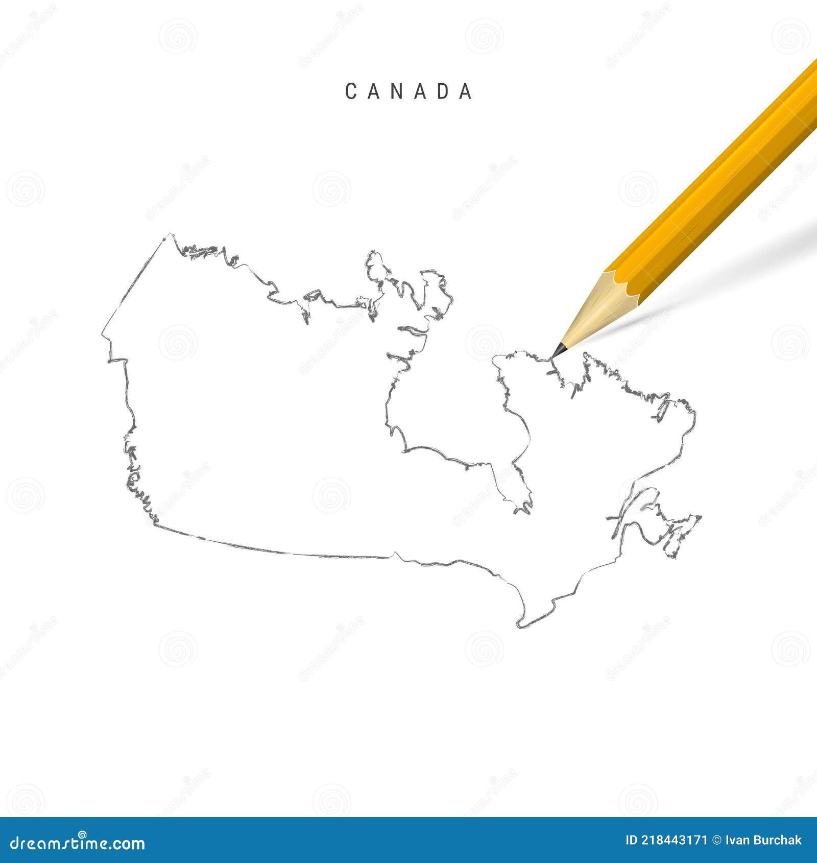 Canada Freehand Sketch Outline Vector Map Isolated on White Background ...