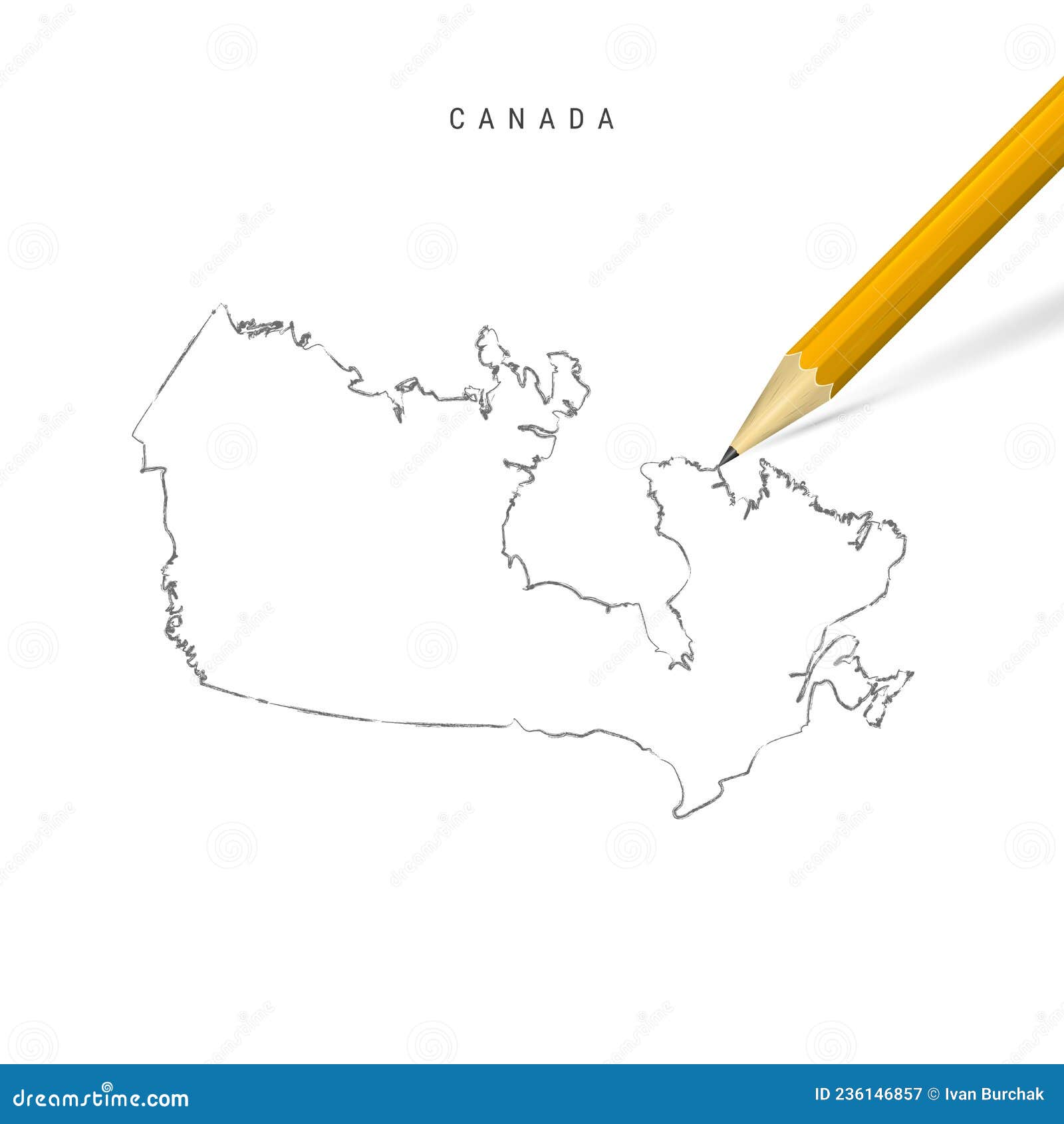 Canada Freehand Sketch Outline Vector Map Isolated on White Background ...