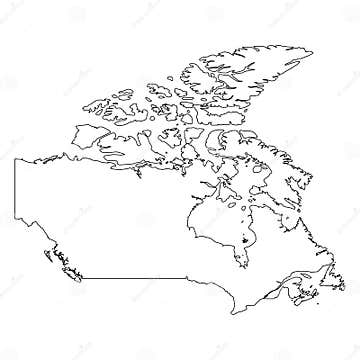 Canada - Solid Black Outline Border Map of Country Area. Simple Flat ...