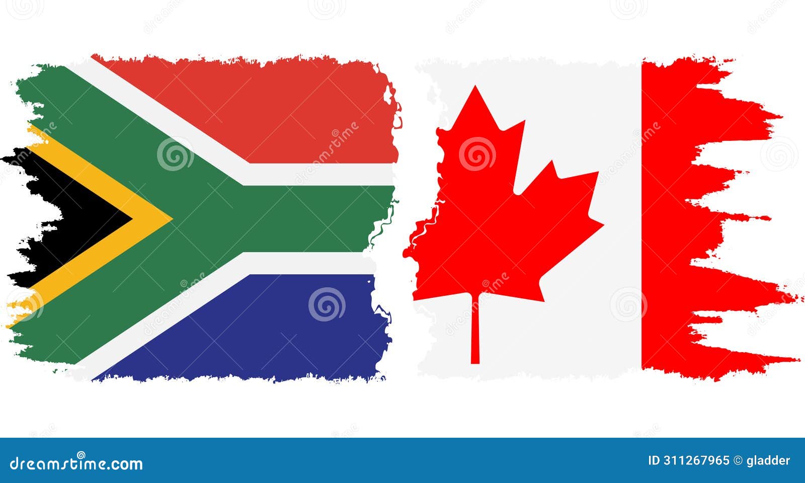 Canada and South Africa Grunge Flags Connection Vector Stock Vector ...