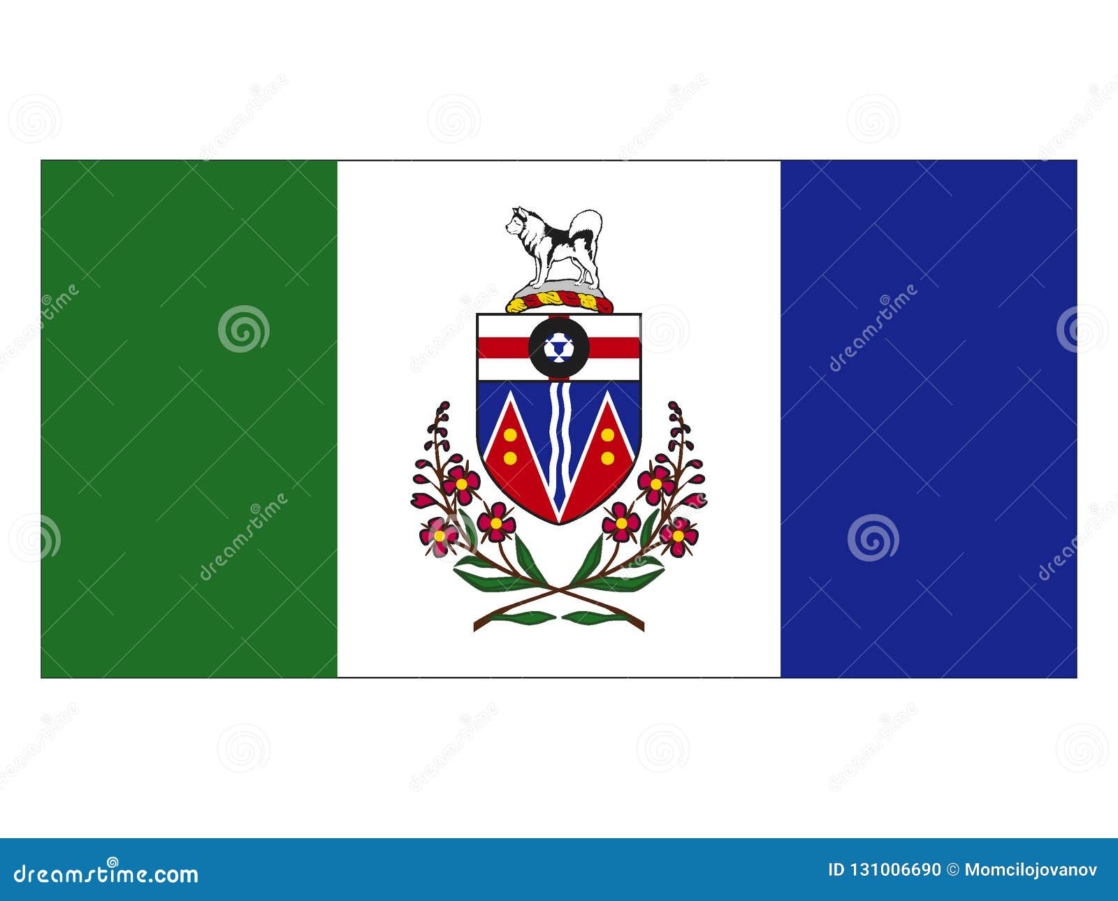 Flag Of Yukon From Brush Strokes. Blank Map Of Yukon. Canada. High ...