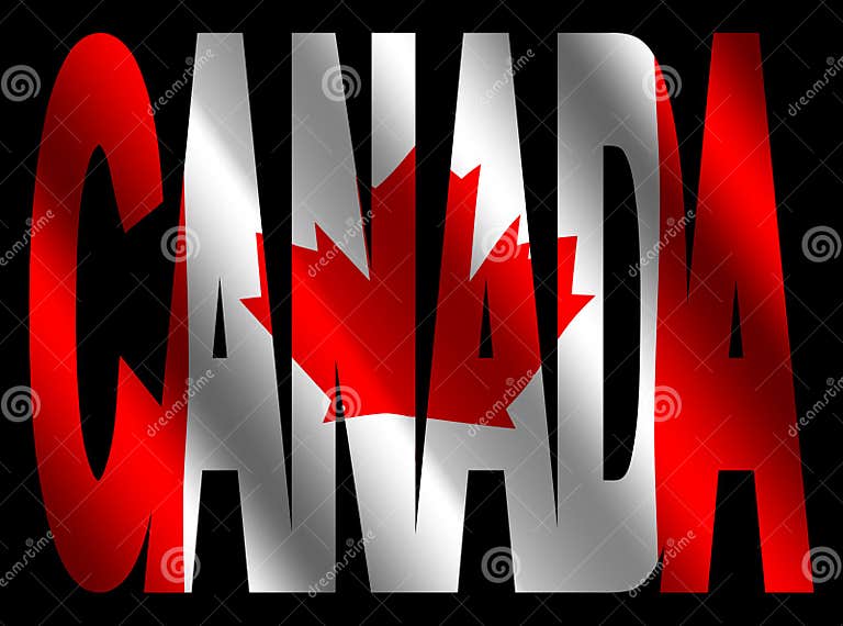 Canada Text with Canadian Flag Stock Illustration - Illustration of ...